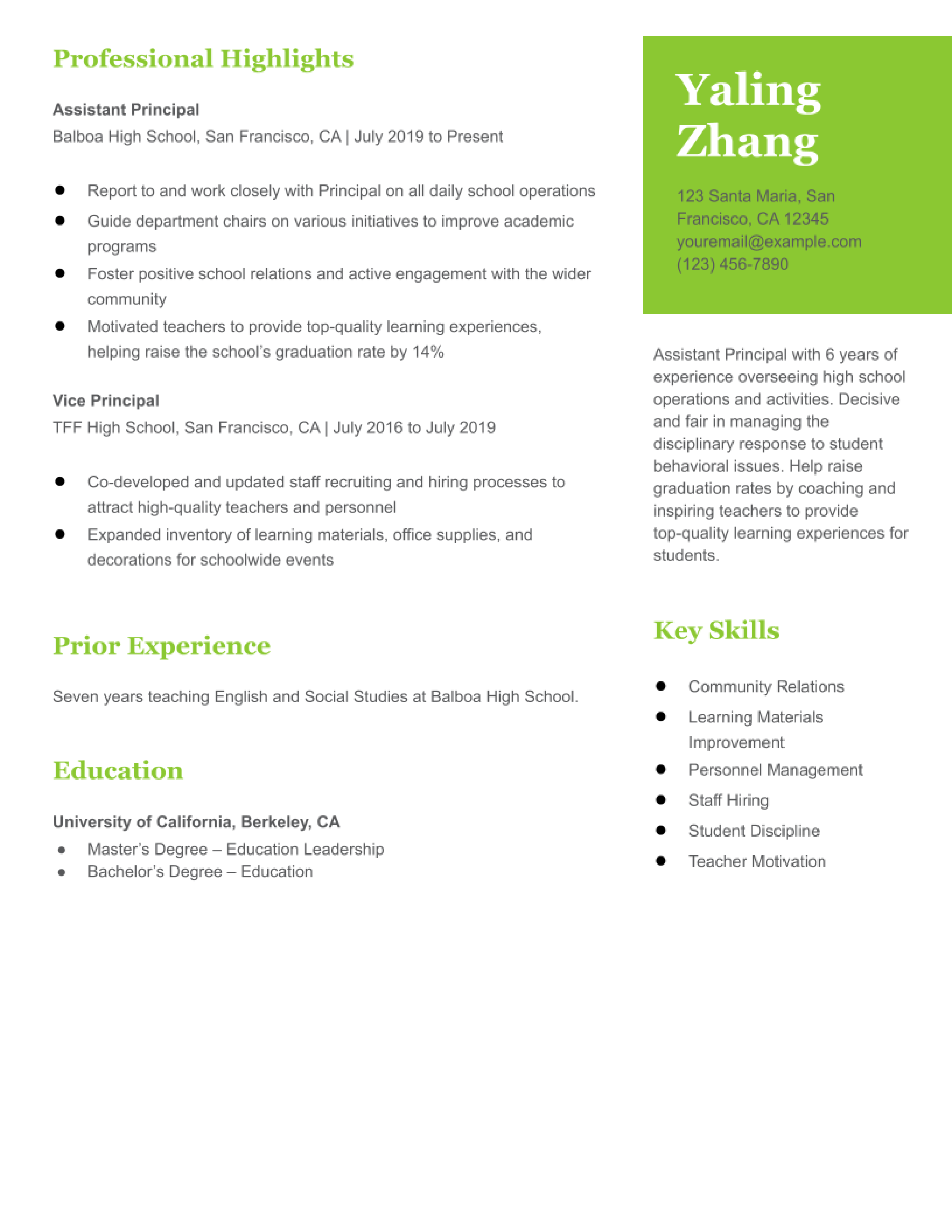 Assistant Principal Resume Examples and Templates for 2024 ...