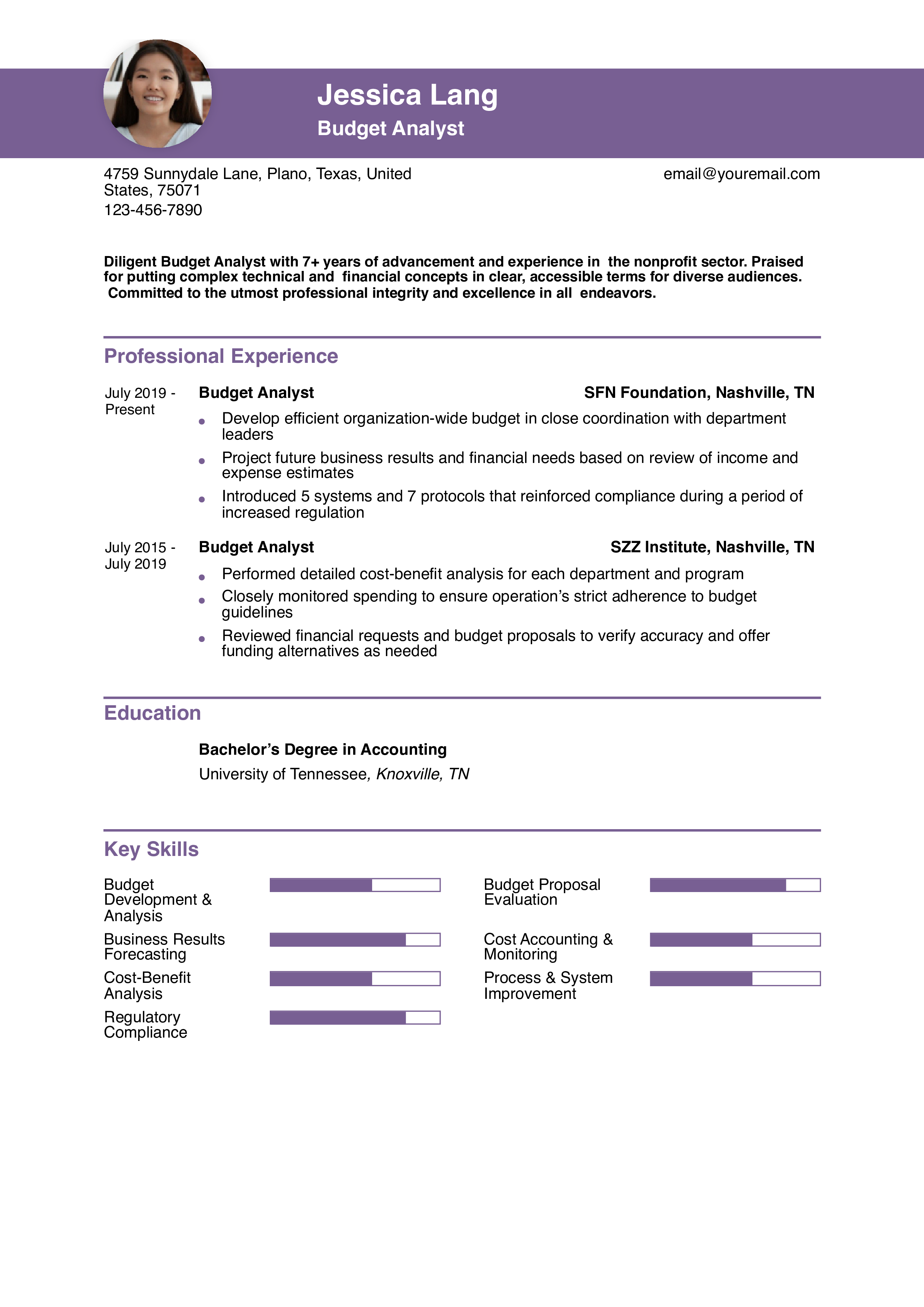 Budget Analyst Resume Examples and Templates for 2024 - ResumeBuilder.com