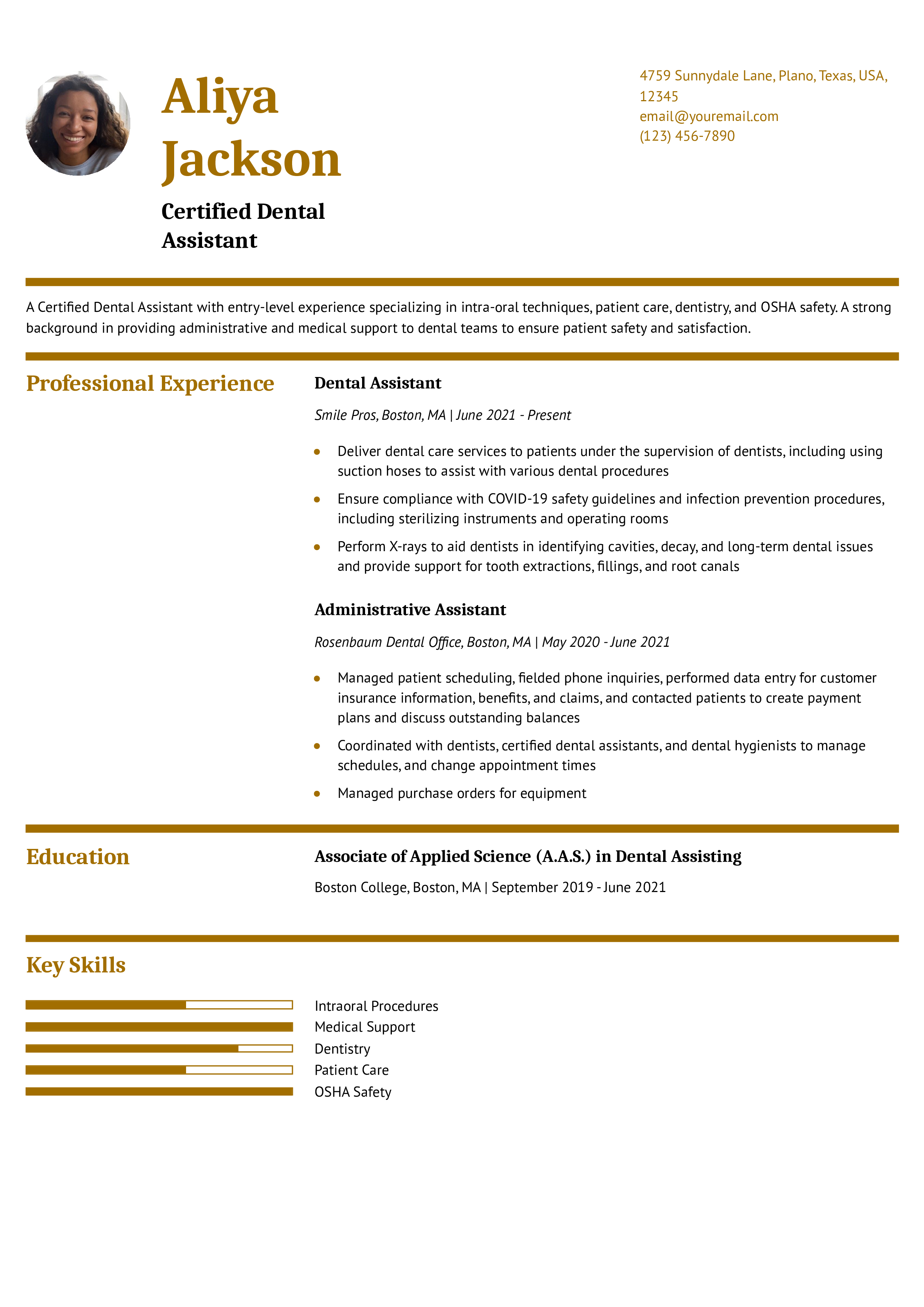 Entry-Level Dental Assistant Resume Examples and Templates for 2024 ...