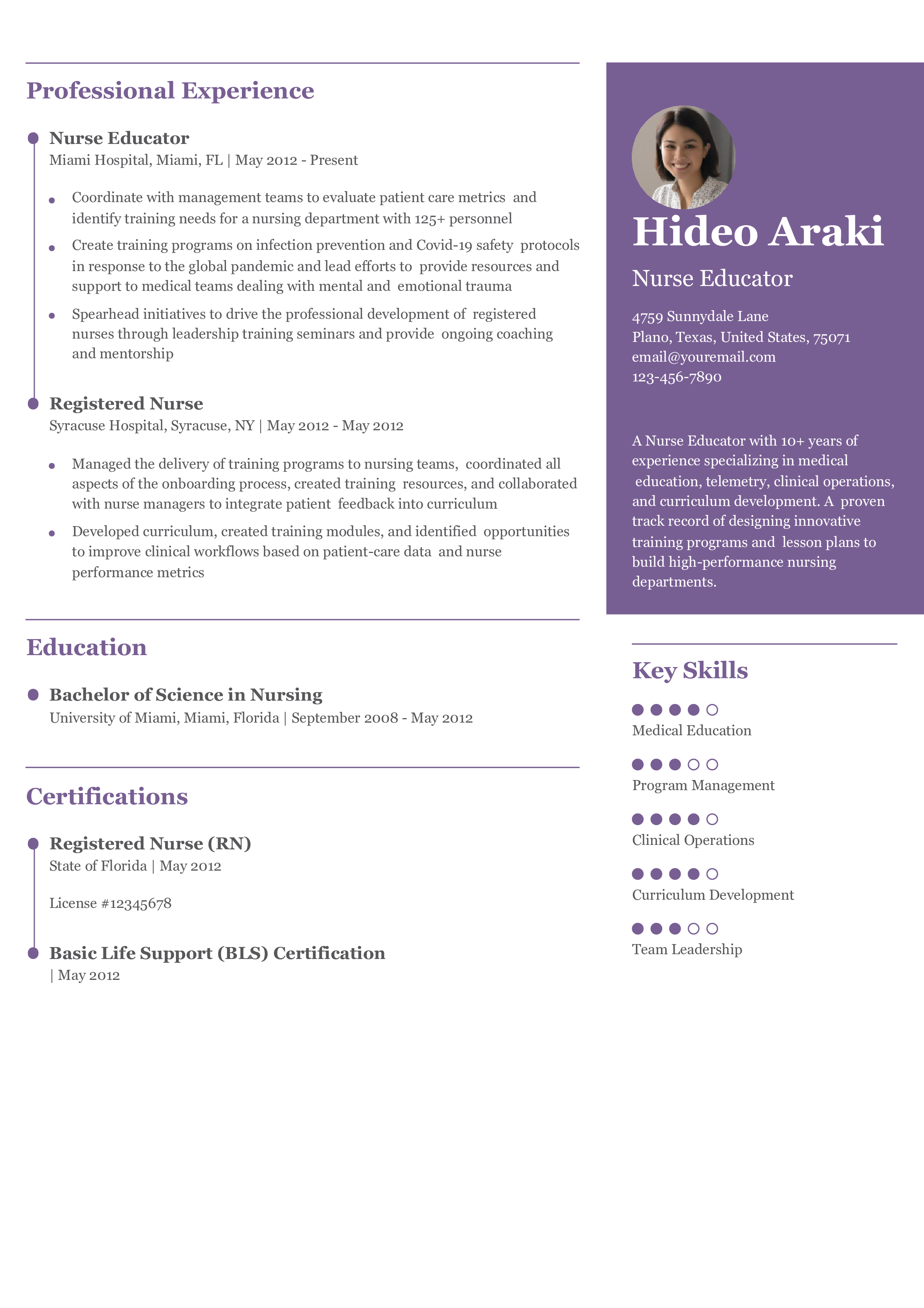 Nurse Educator Resume Examples and Templates for 2024 - ResumeBuilder.com