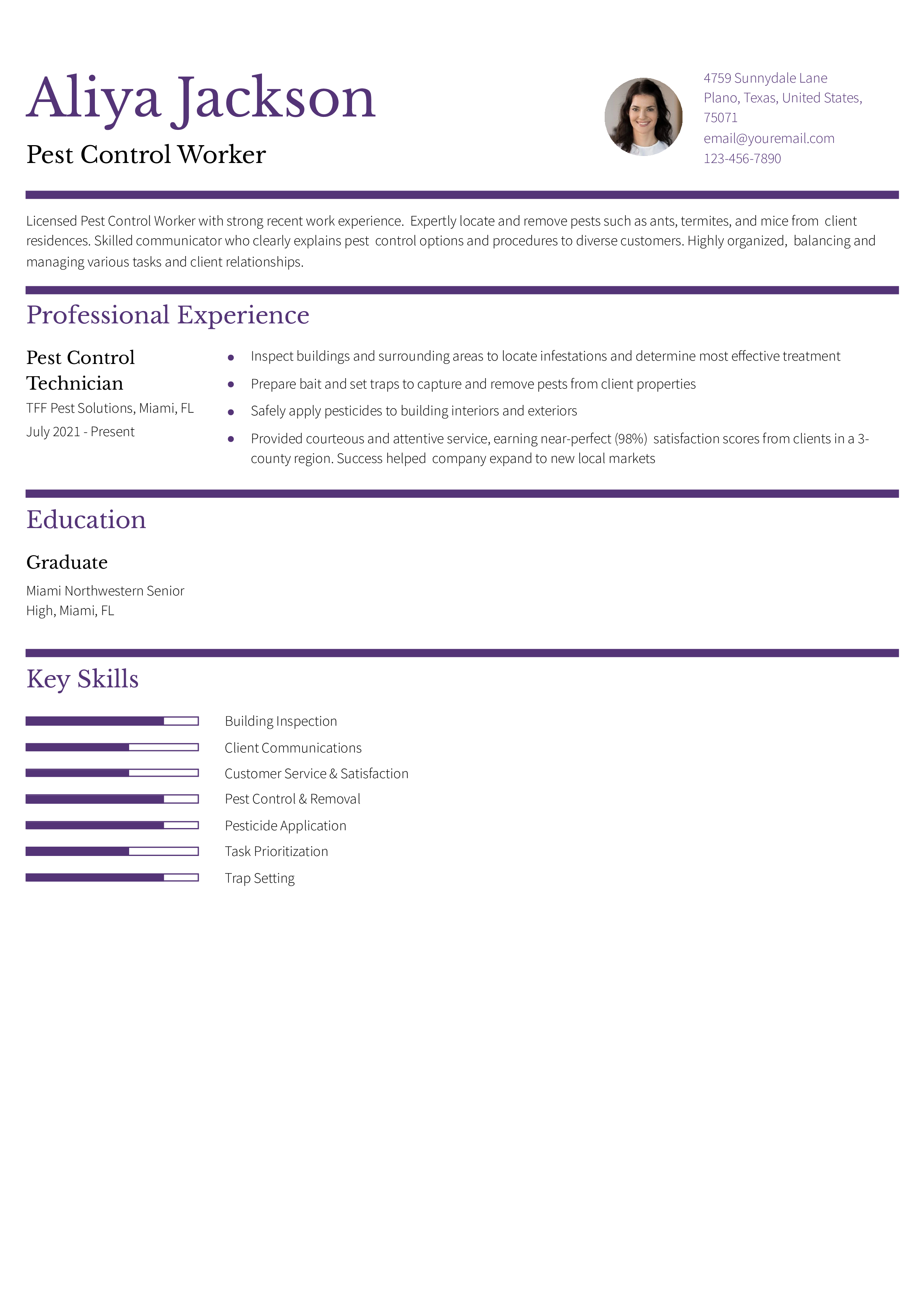 Pest Control Worker Resume Examples and Templates for 2024 ...