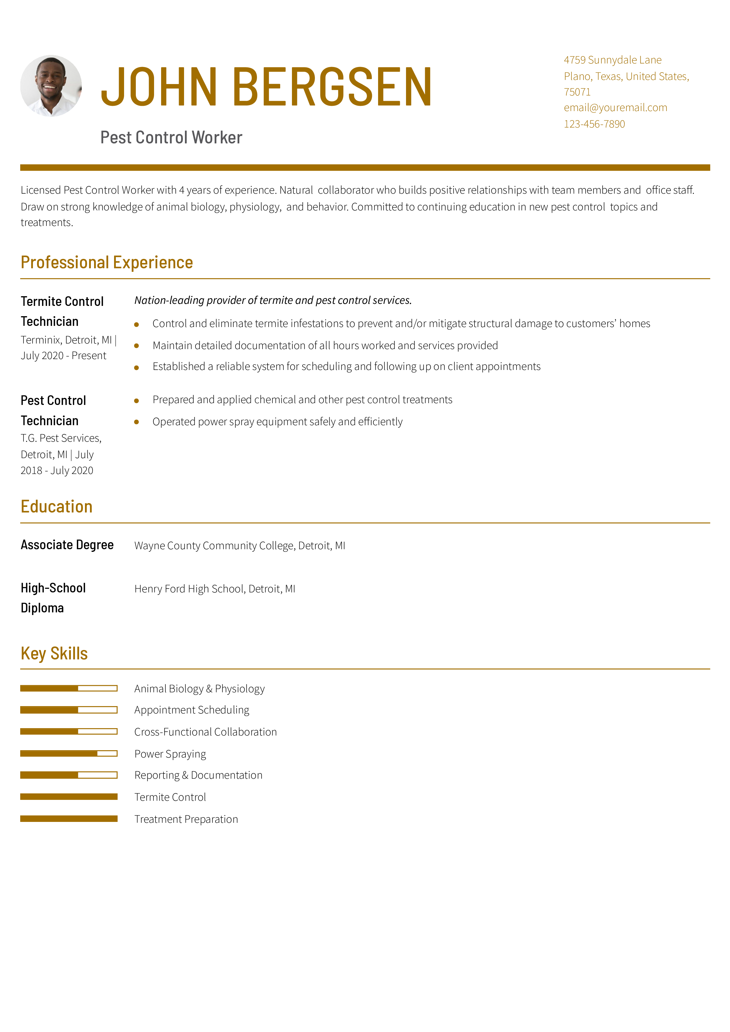 Pest Control Worker Resume Examples and Templates for 2024 ...