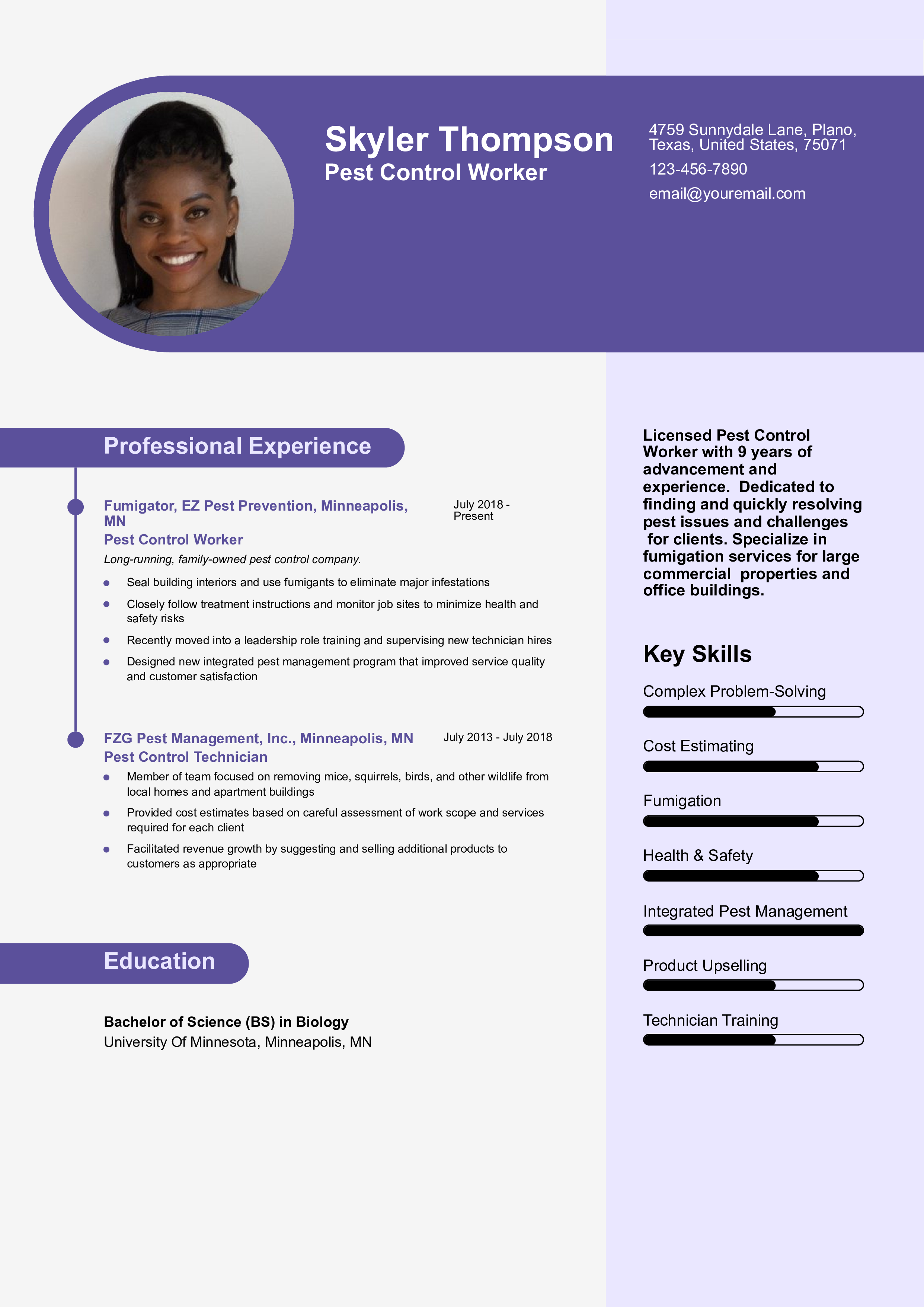 Pest Control Worker Resume Examples and Templates for 2024 ...