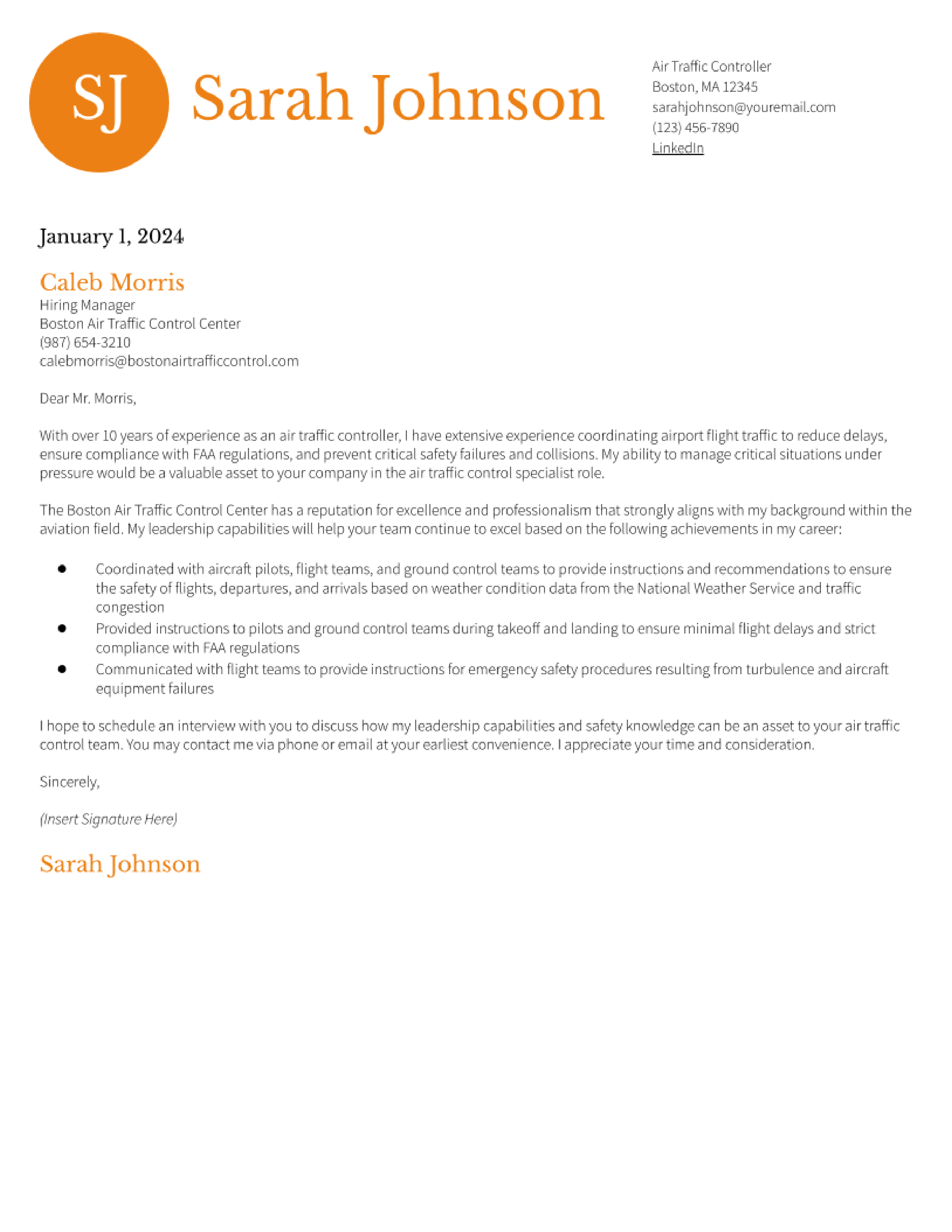 Aviation Cover Letter Examples and Templates for 2024 - ResumeBuilder.com