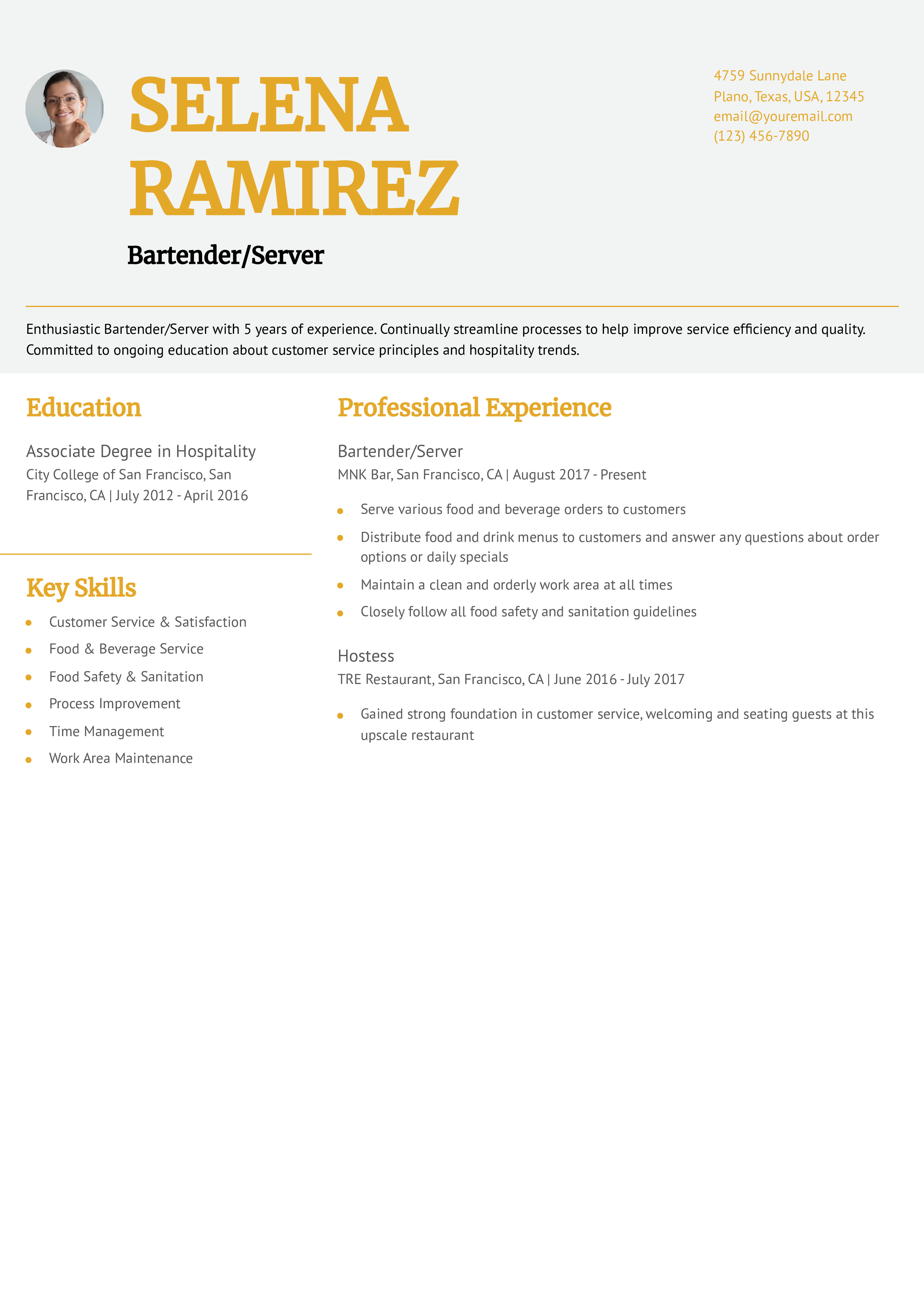 Bartender Server Resume Examples and Templates for 2024 - ResumeBuilder.com