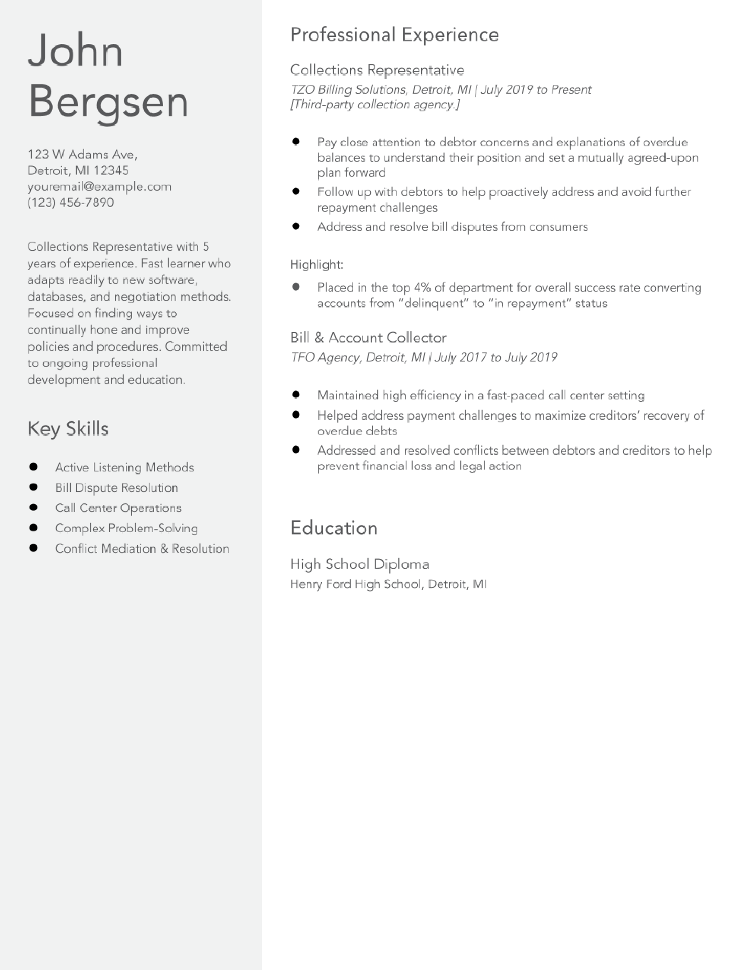 Experience In Collections