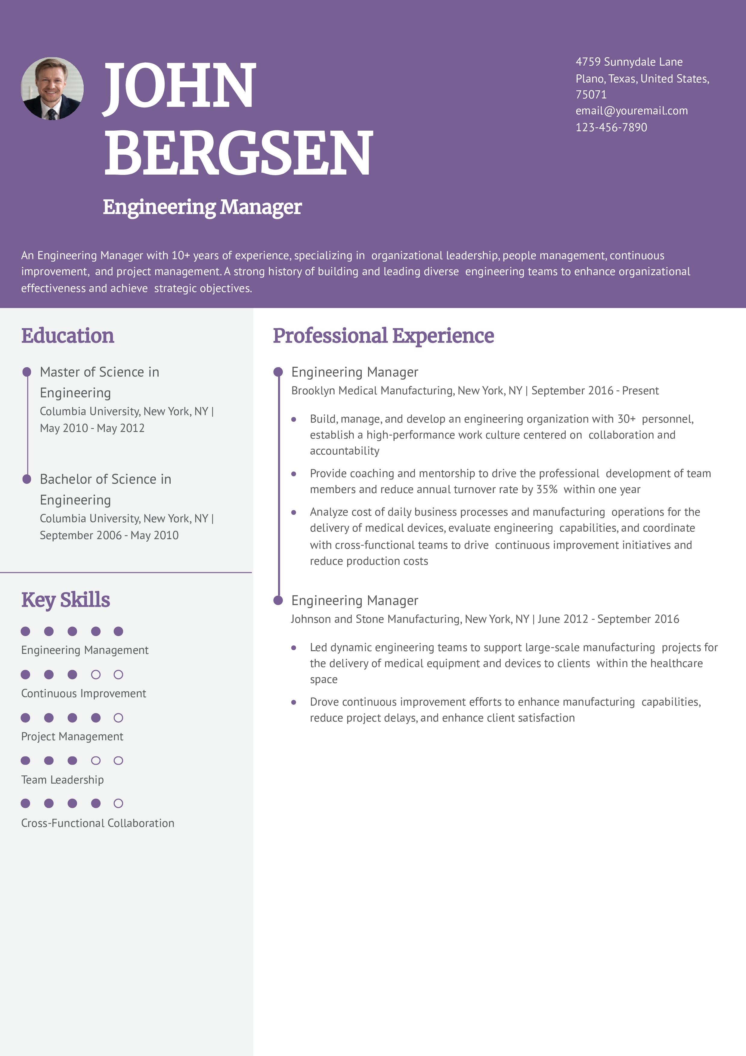 Engineering Manager Resume Examples and Templates for 2024 ...