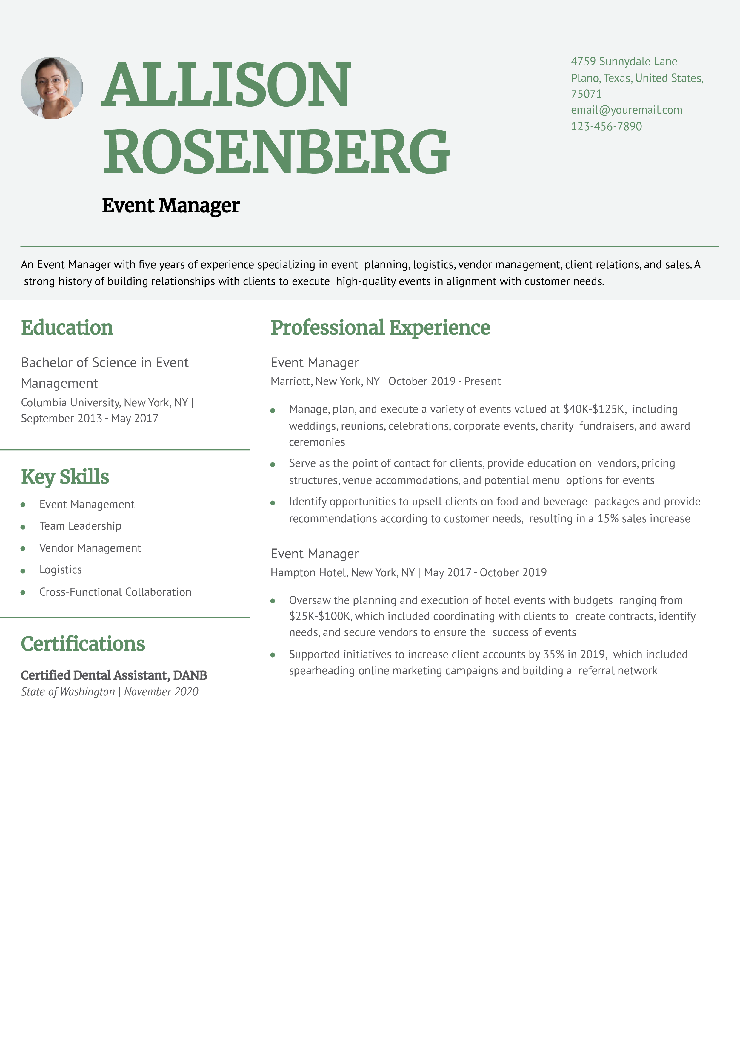 Event Manager Resume Examples and Templates for 2024 - ResumeBuilder.com