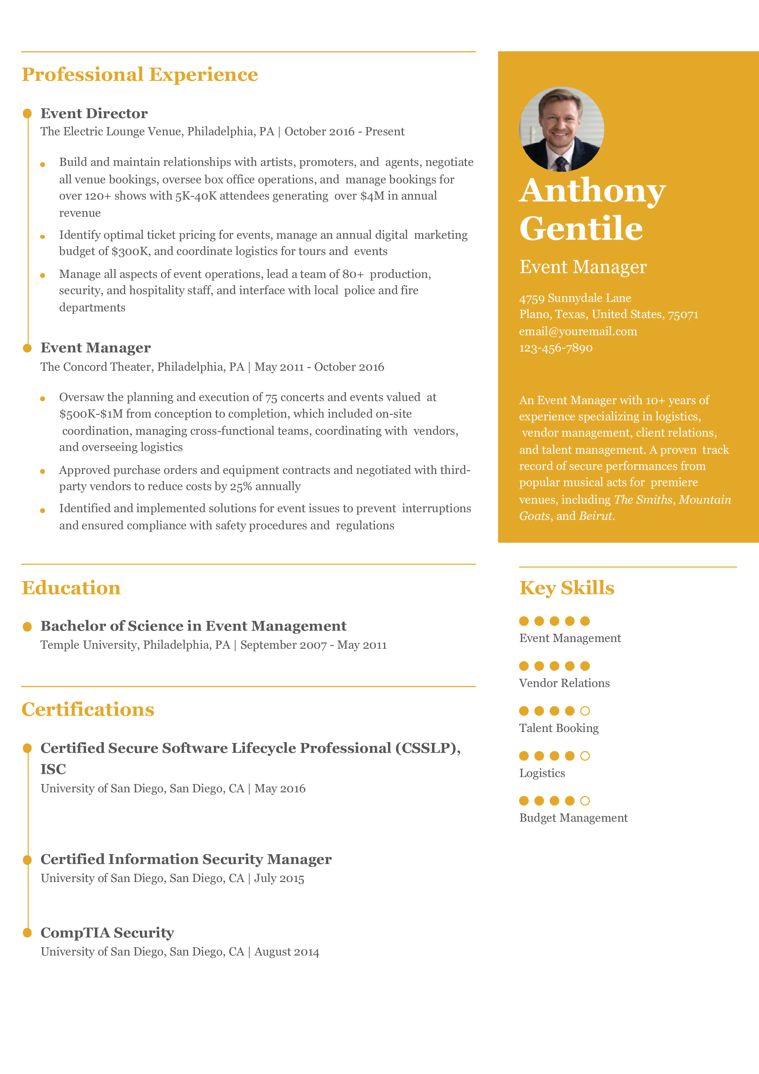 Event Manager Resume Examples and Templates for 2024 - ResumeBuilder.com