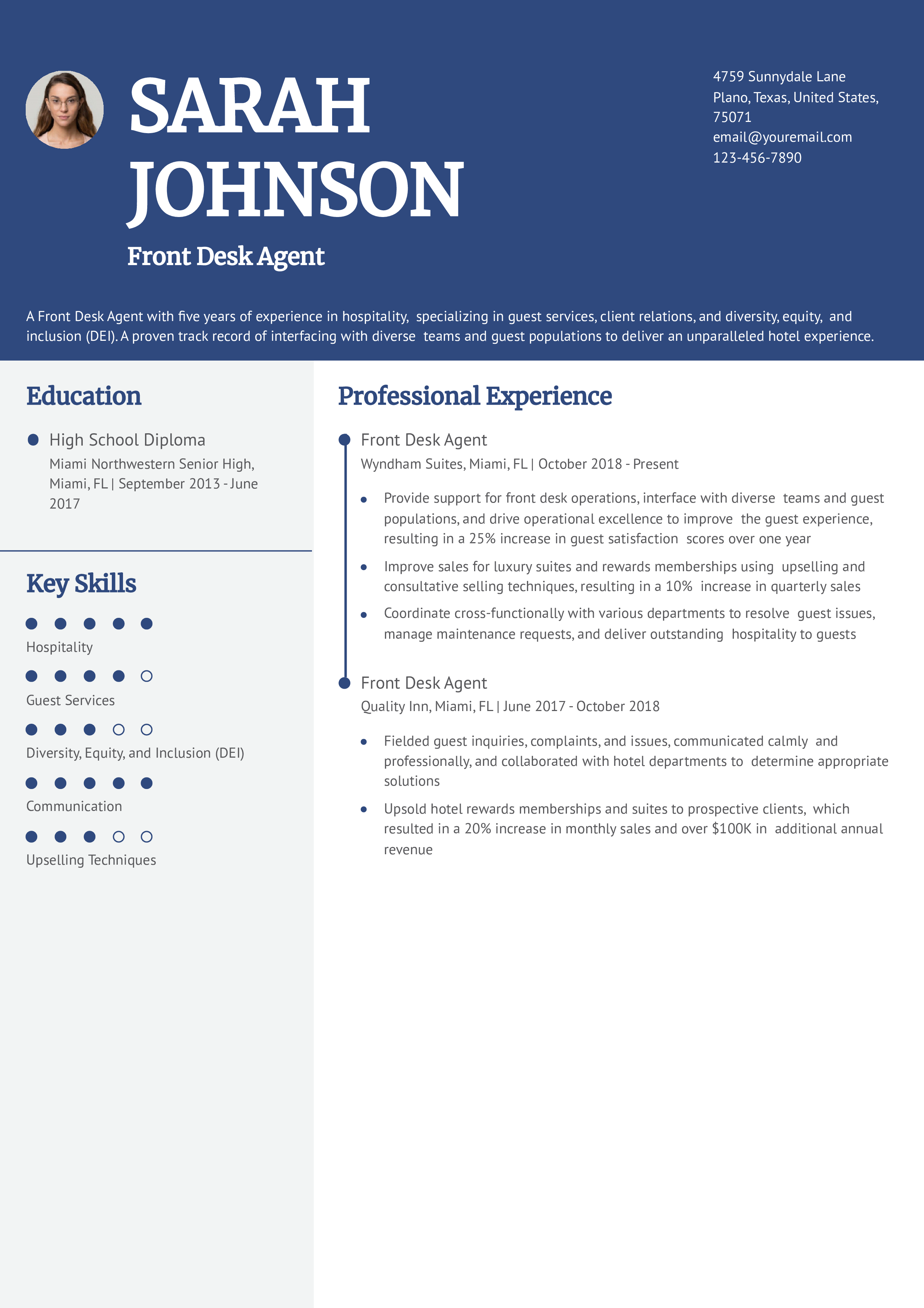 Hilton Front Desk Resume Examples and Templates for 2024 ...