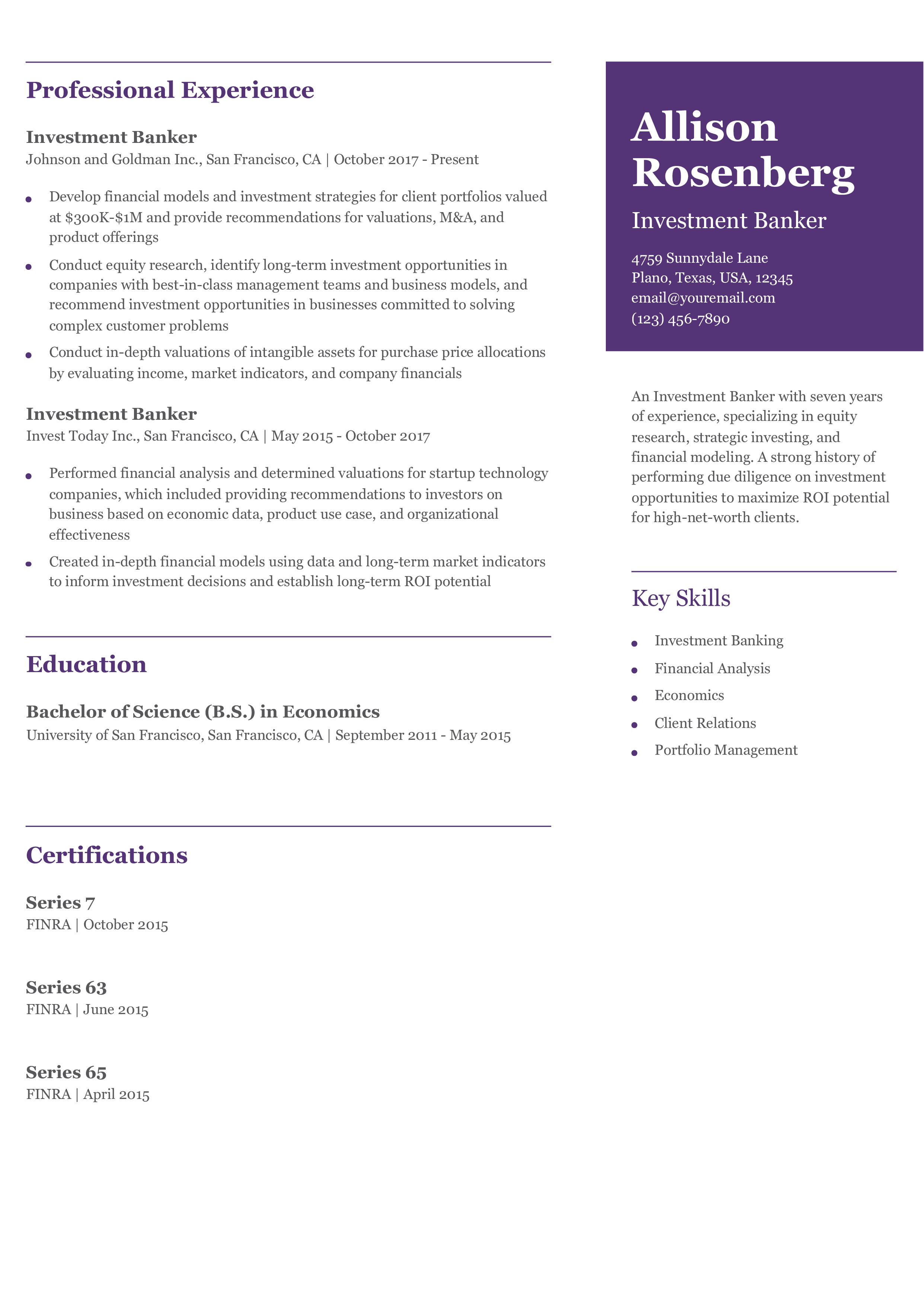 Investment Banking Resume Examples and Templates for 2024 ...