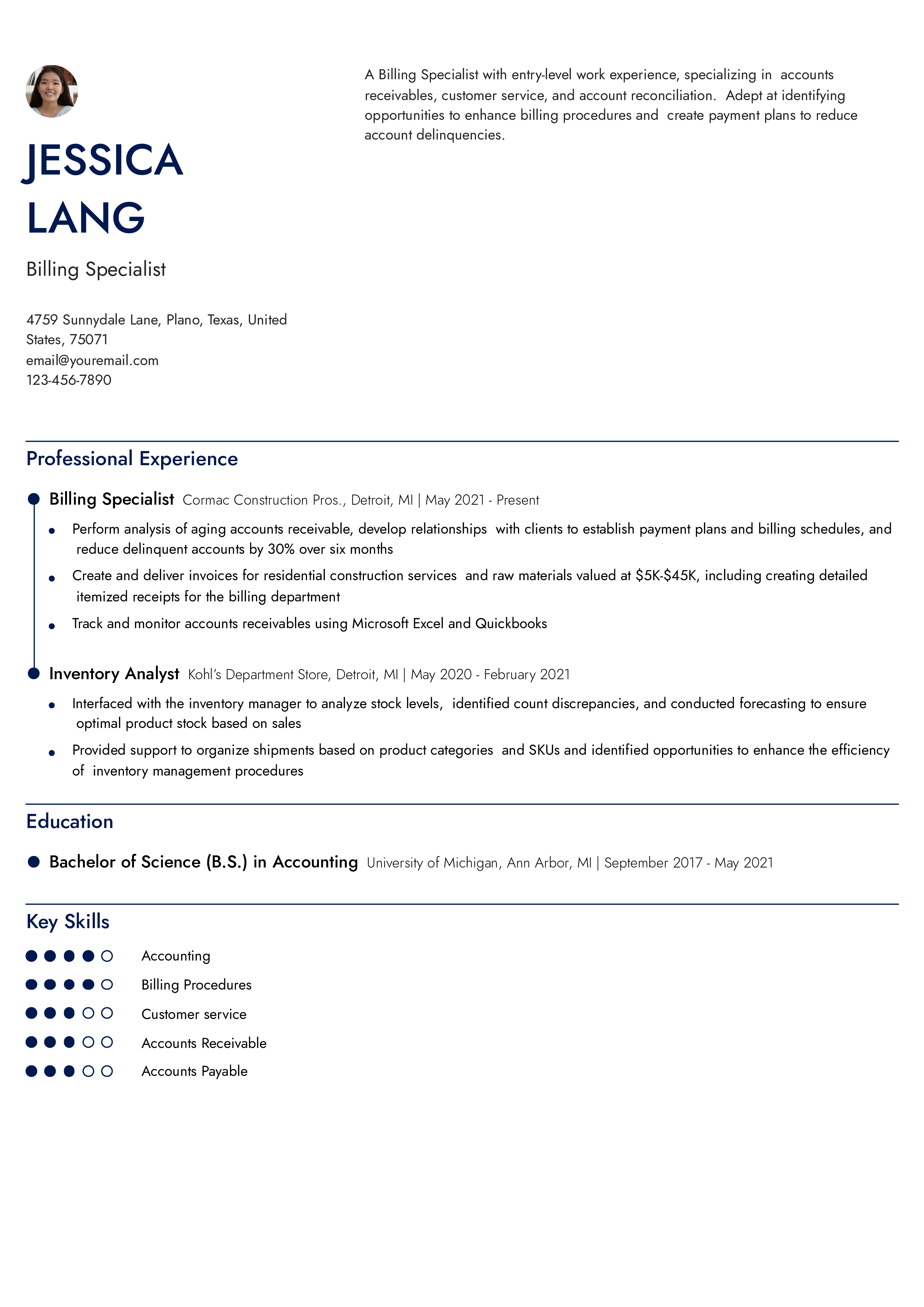 Billing Specialist Resume Examples and Templates for 2024 ...