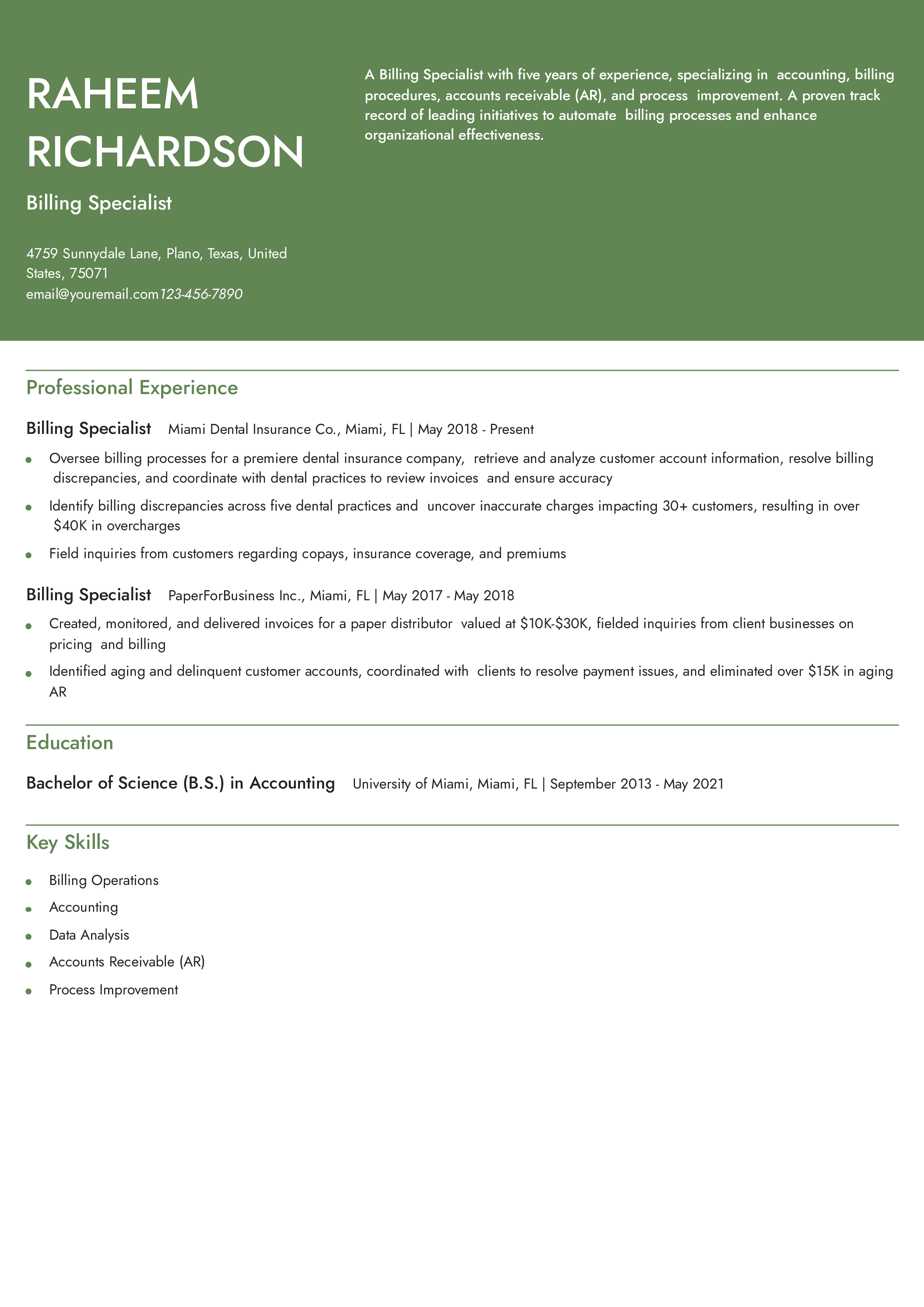 Billing Specialist Resume Examples and Templates for 2024 ...