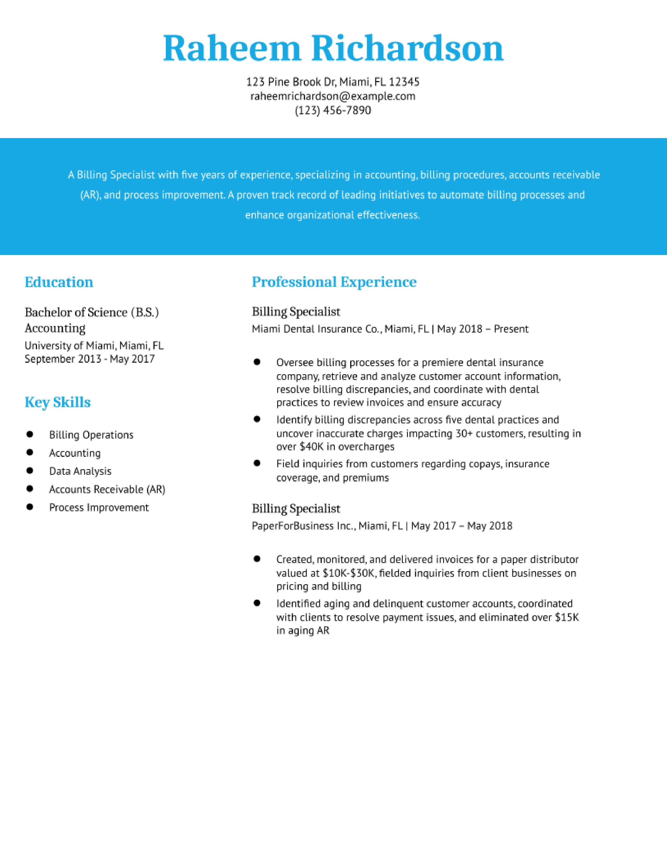 Billing Specialist Resume Examples and Templates for 2024 ...