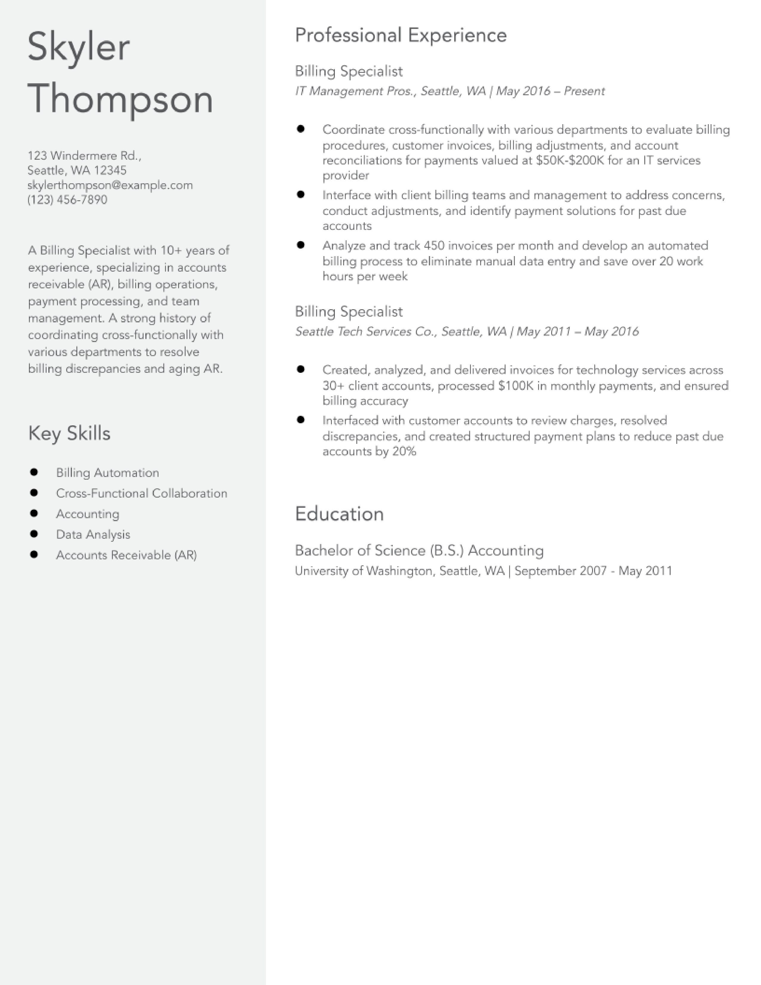 Billing Specialist Resume Examples and Templates for 2024 ...