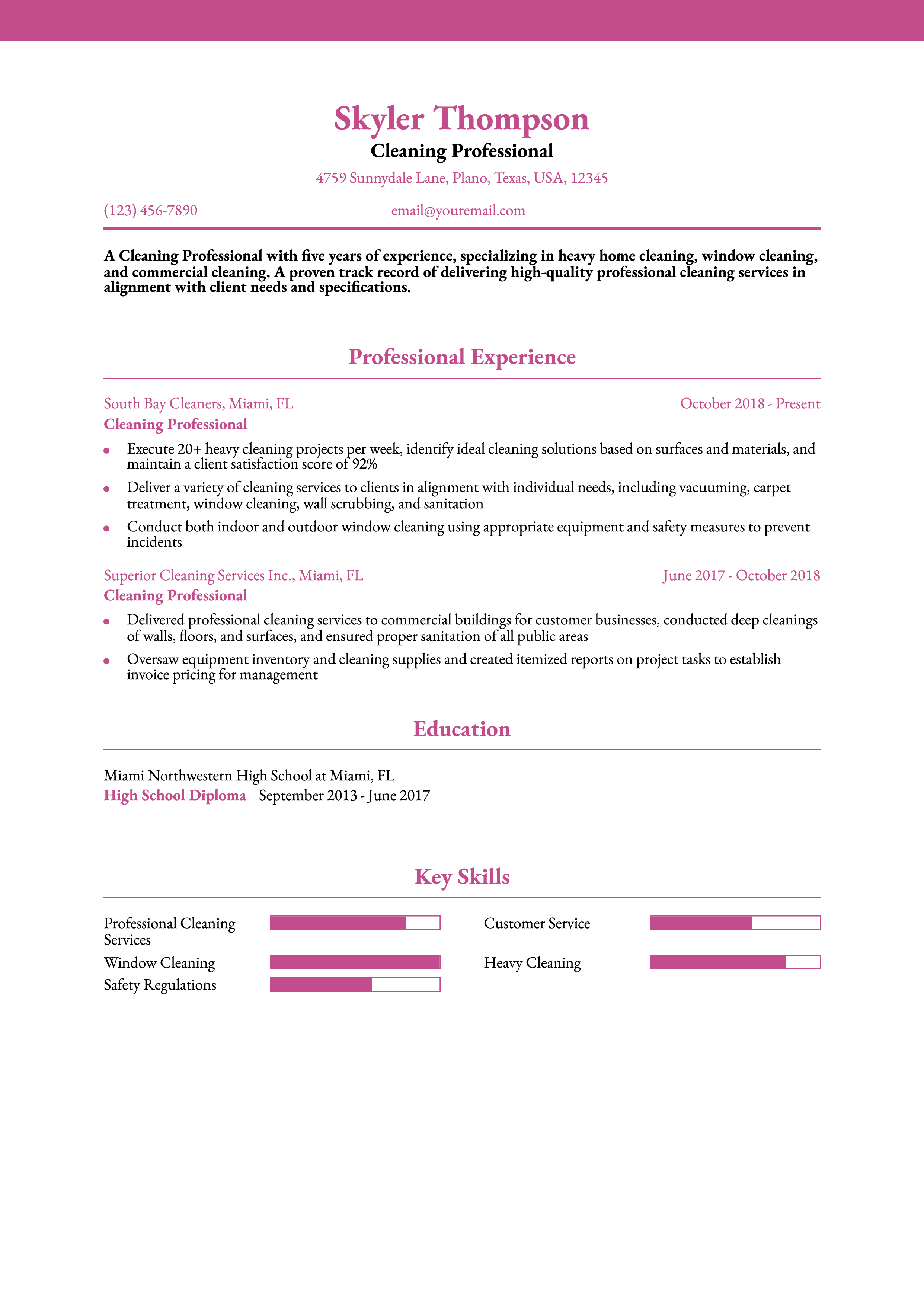 Cleaning Professional Resume Examples and Templates for 2024 ...