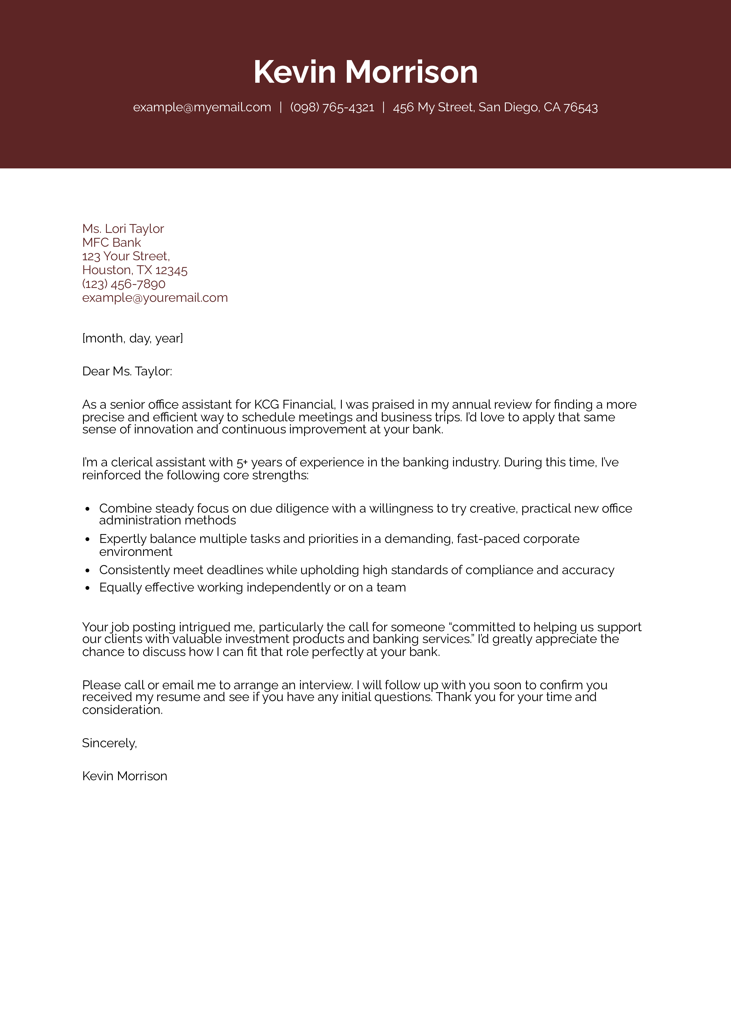 Clerical Cover Letter Examples and Templates for 2024 - ResumeBuilder.com