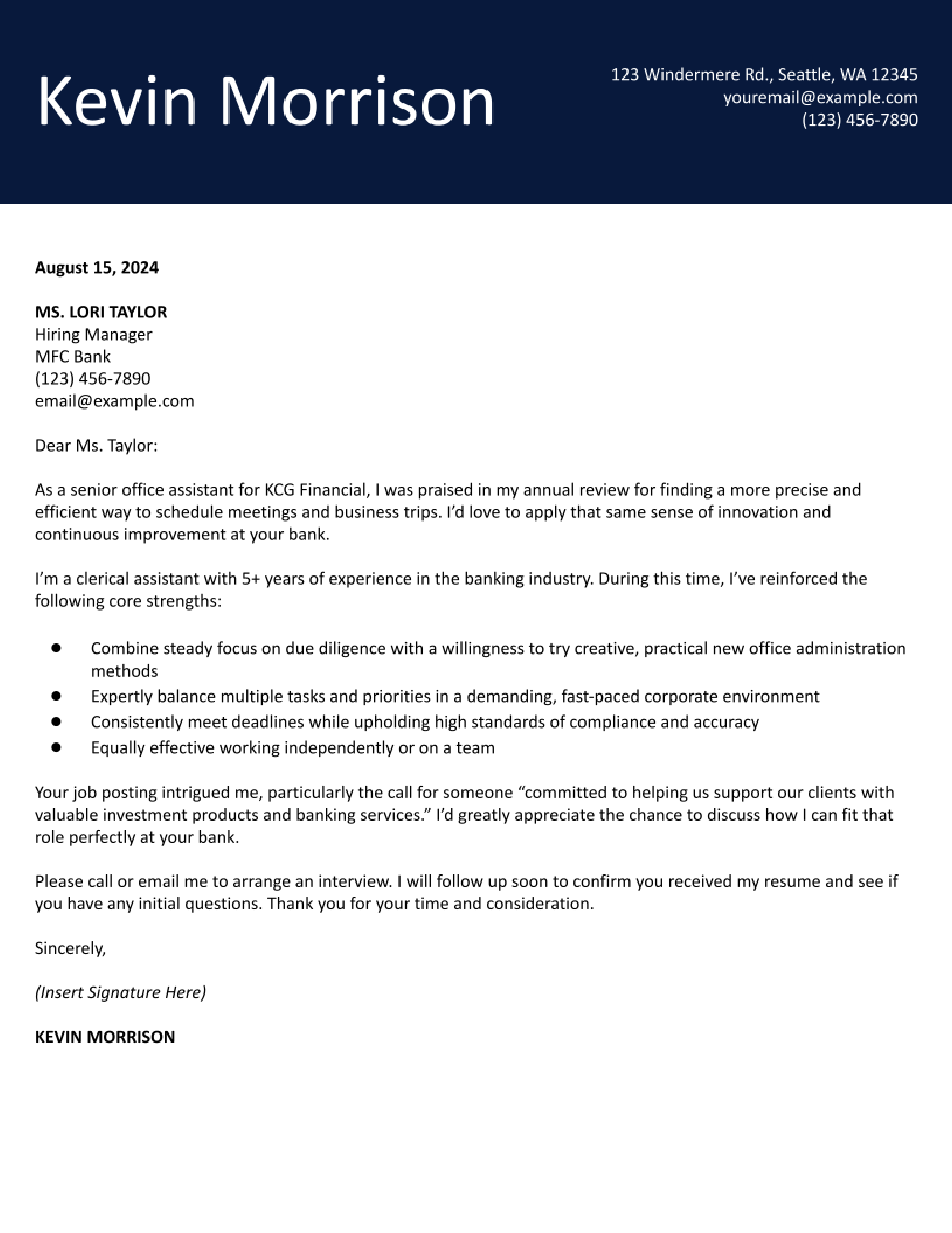 Clerical Cover Letter Examples and Templates for 2024 - ResumeBuilder.com