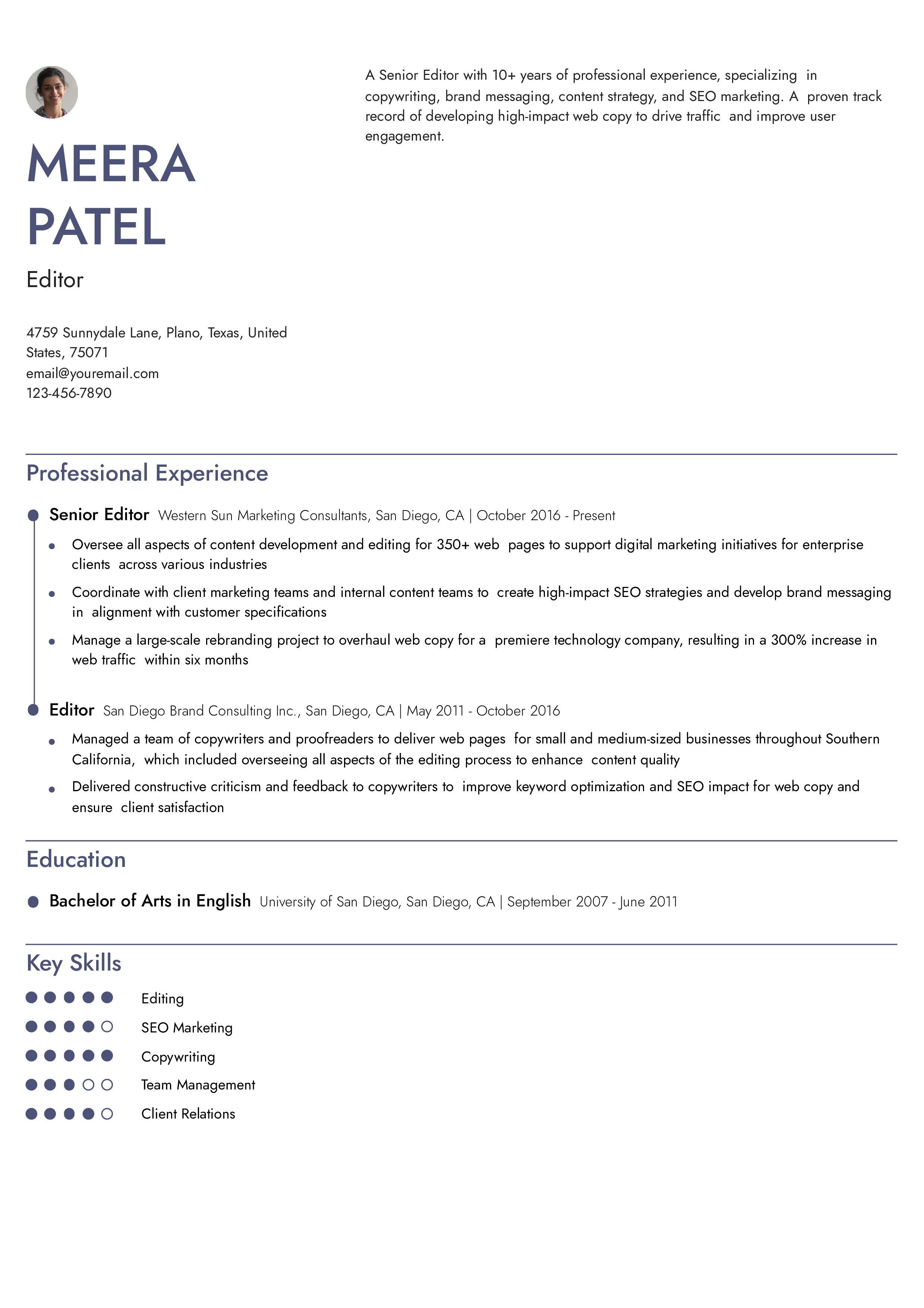 Editor Resume Examples and Templates for 2024 - ResumeBuilder.com