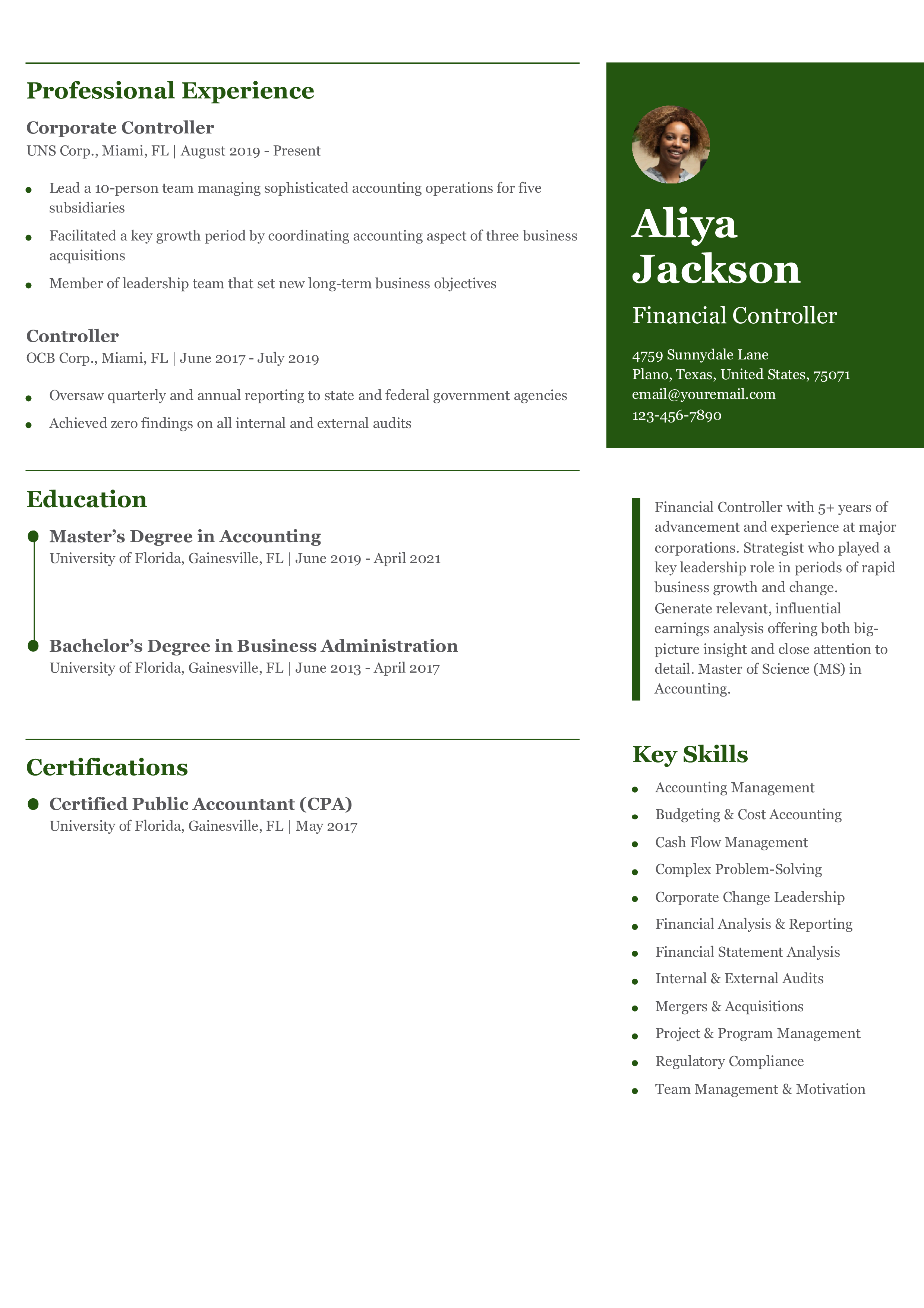 Financial Controller Resume Examples and Templates for 2024 ...