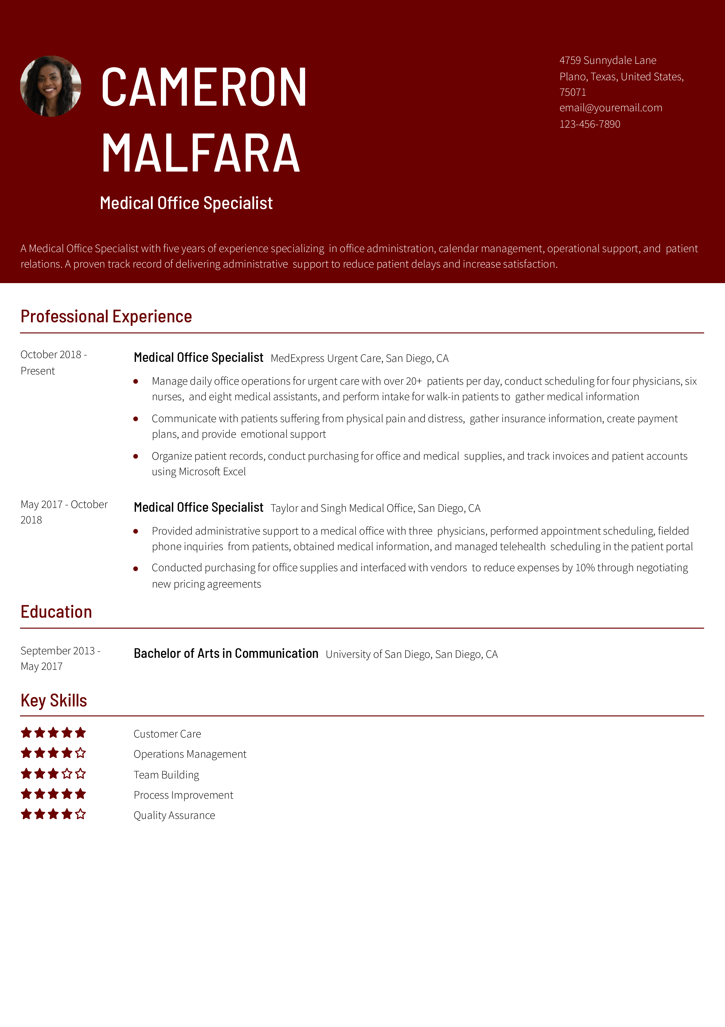 Medical Office Specialist Resume Examples and Templates for 2024 ...