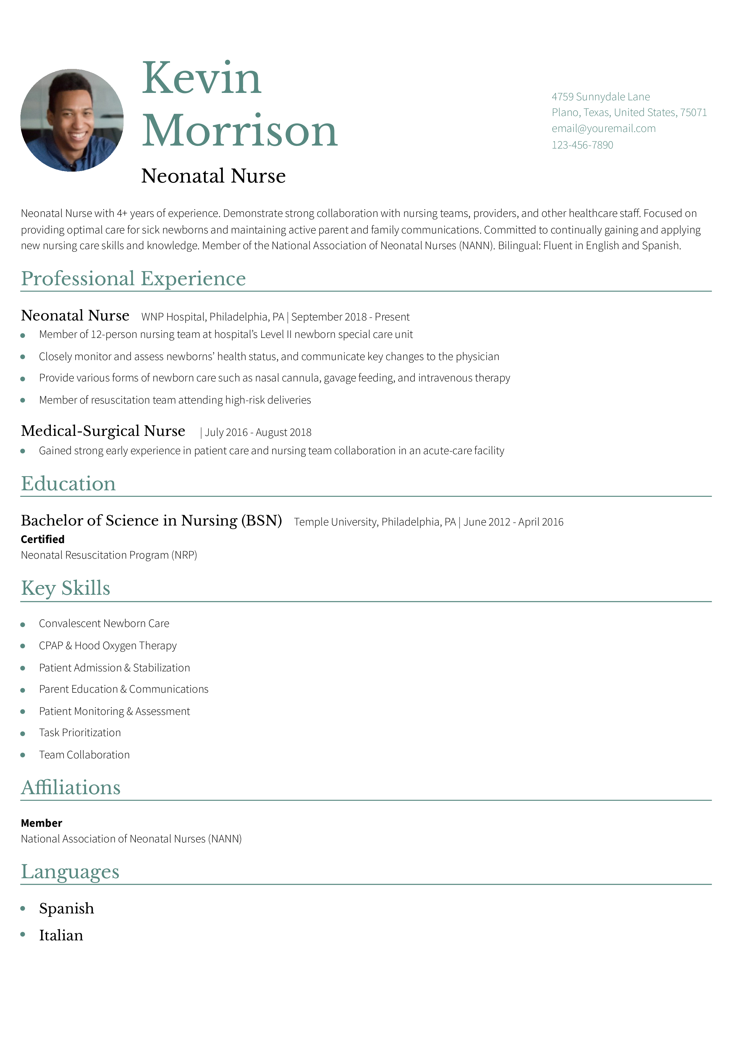 Neonatal Nurse Resume Examples and Templates for 2024 - ResumeBuilder.com