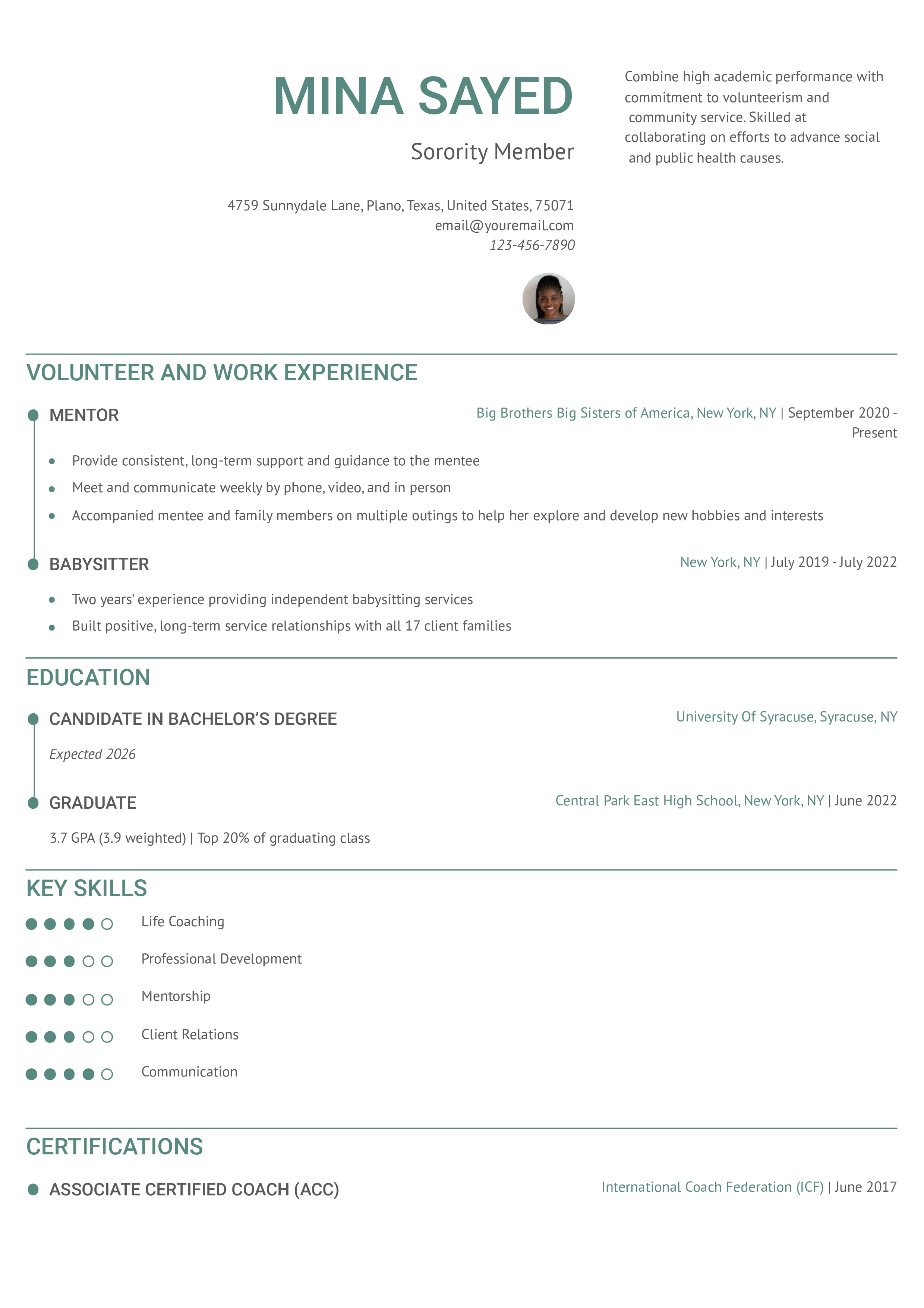 Sorority Resume Examples and Templates for 2024 - ResumeBuilder.com