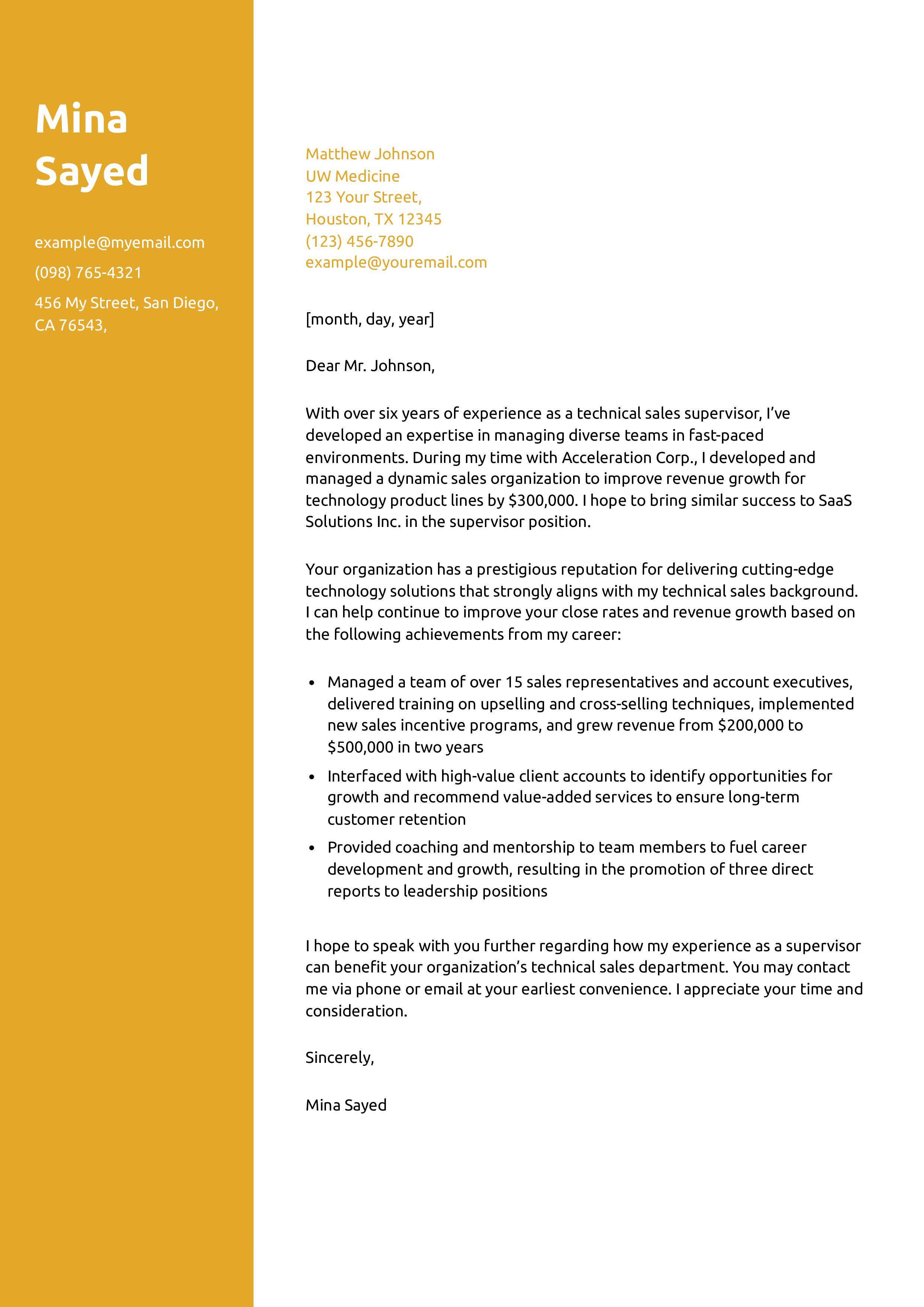 Supervisor Cover Letter Examples and Templates for 2024 - ResumeBuilder.com