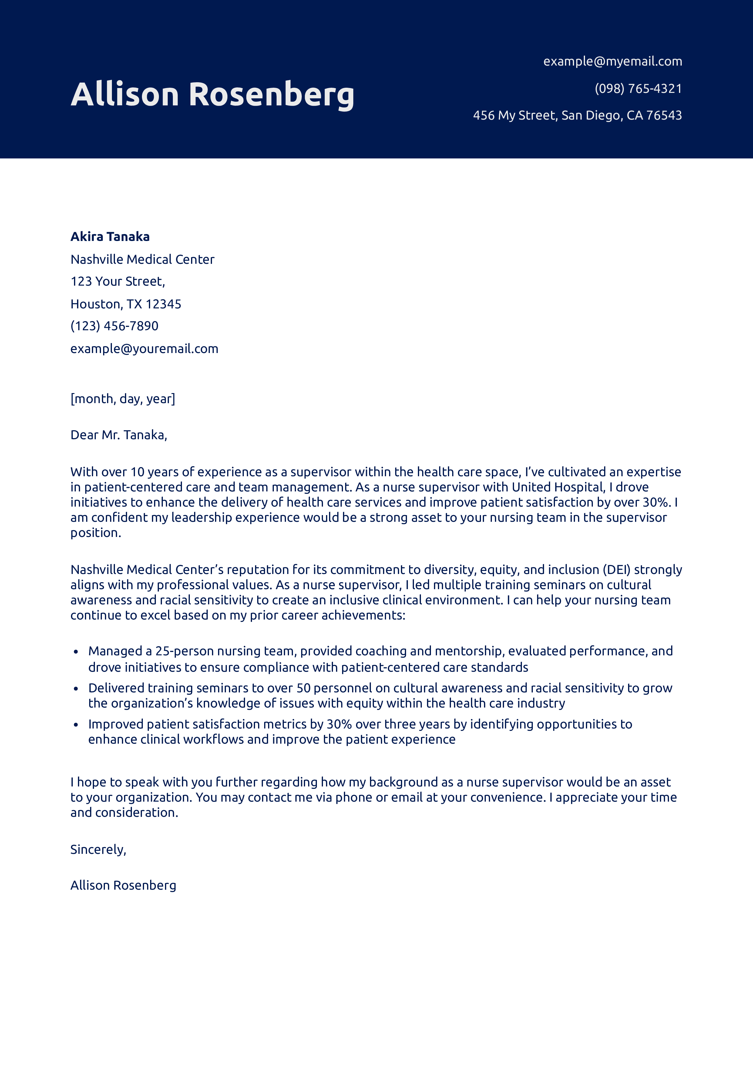 Supervisor Cover Letter Examples and Templates for 2024 - ResumeBuilder.com