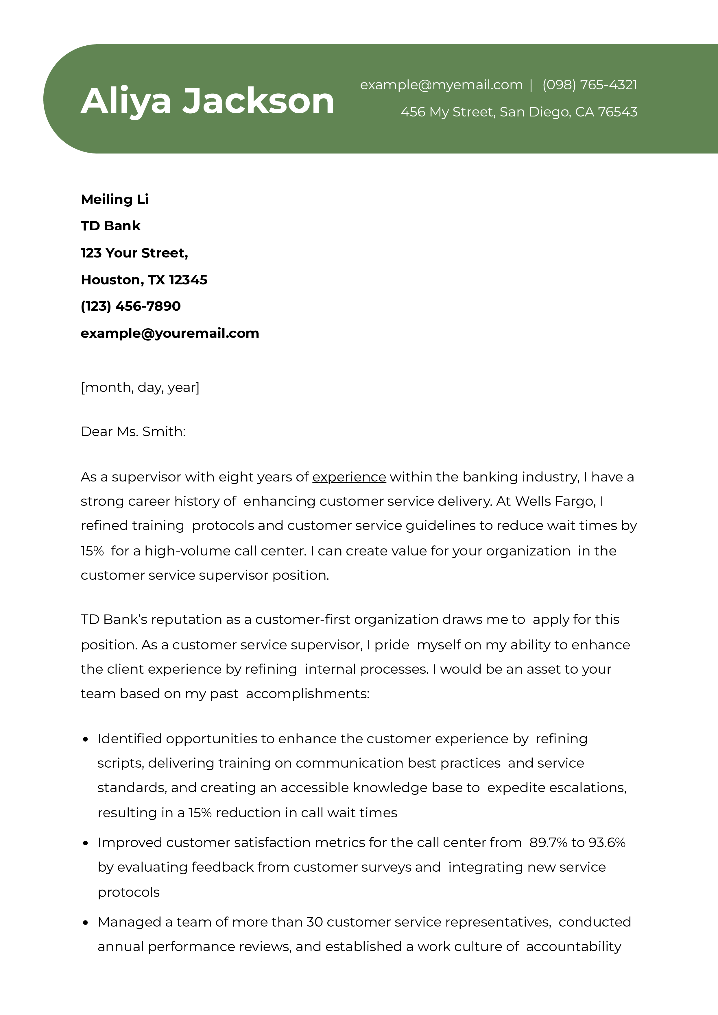 Supervisor Cover Letter Examples and Templates for 2024 - ResumeBuilder.com