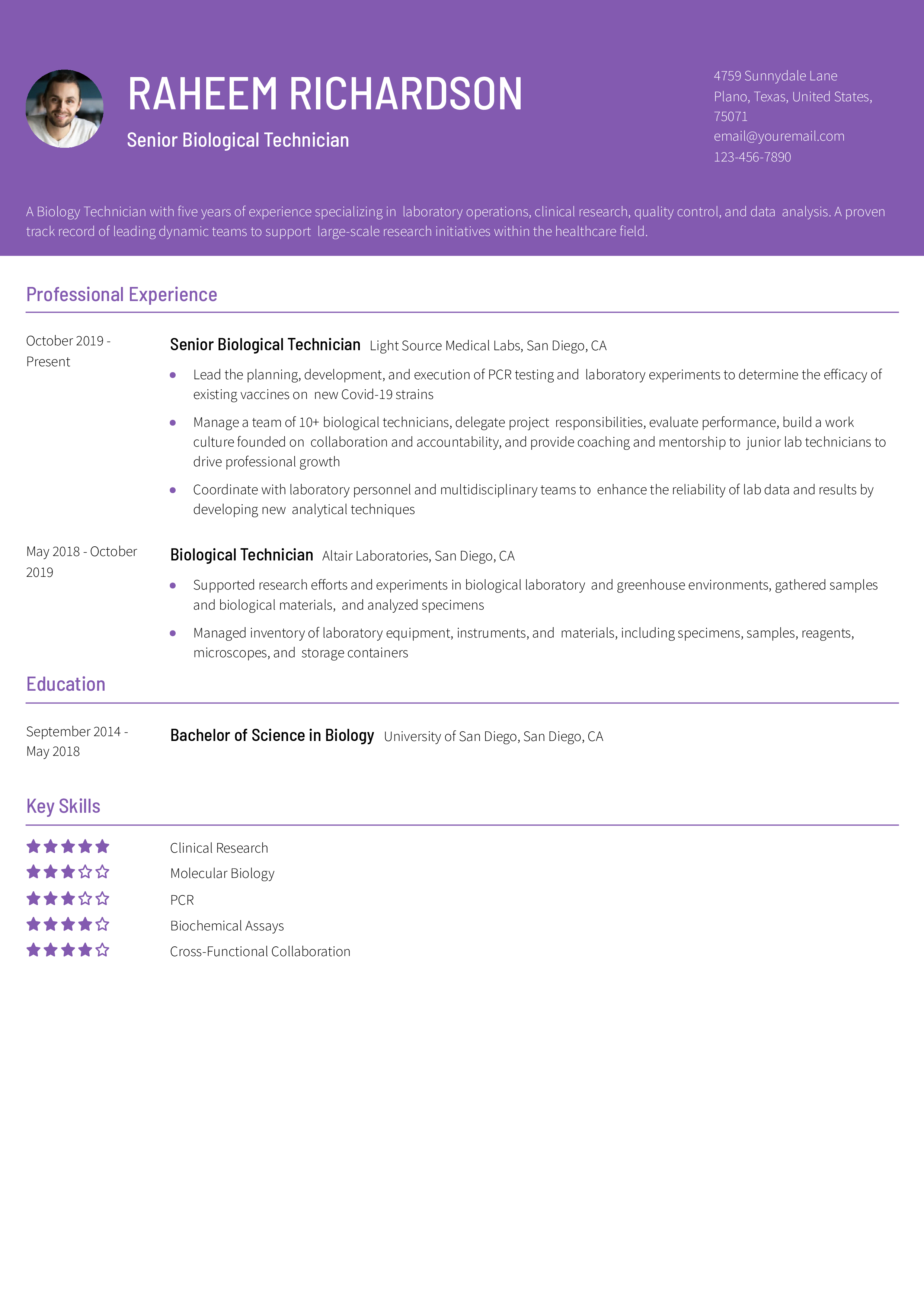 Biological Technician Resume Examples and Templates for 2024 ...