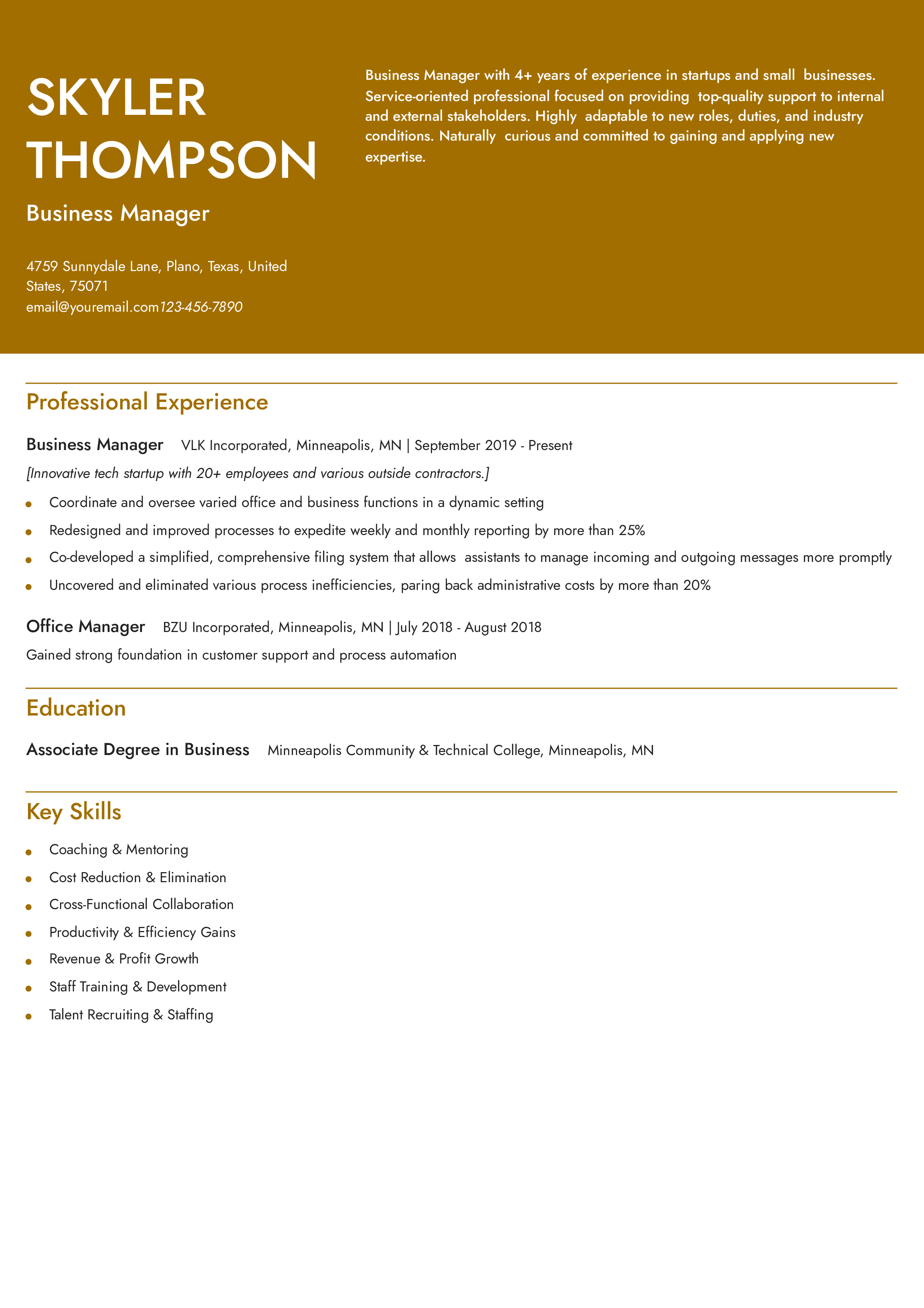 Business Manager Resume Examples and Templates for 2024 - ResumeBuilder.com