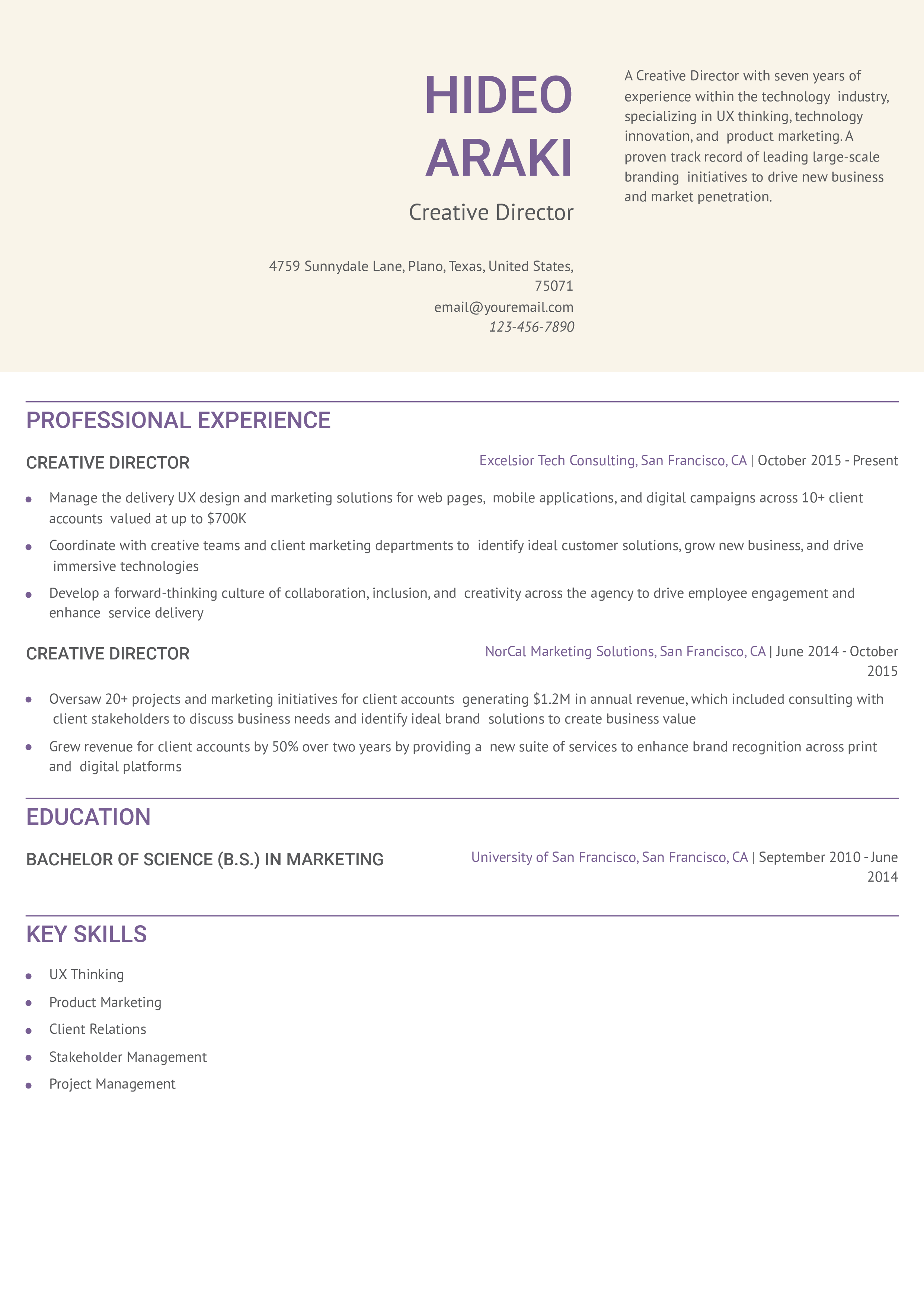 Creative Director Resume Examples and Templates for 2024 ...