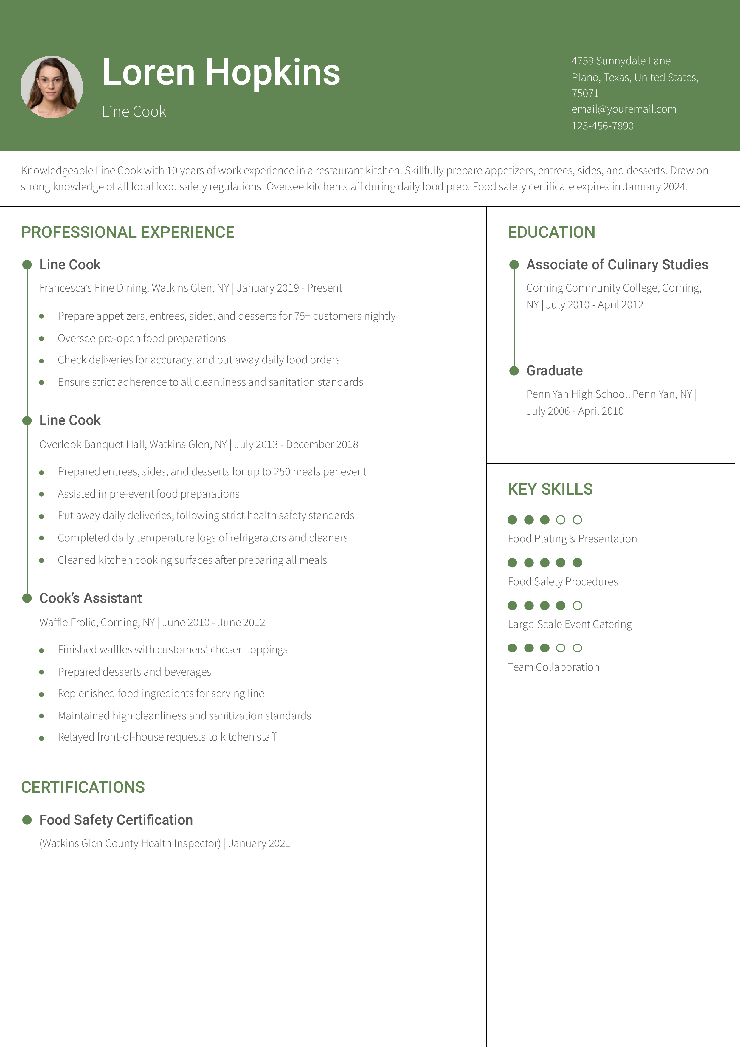 Culinary Resume Examples and Templates for 2024 - ResumeBuilder.com