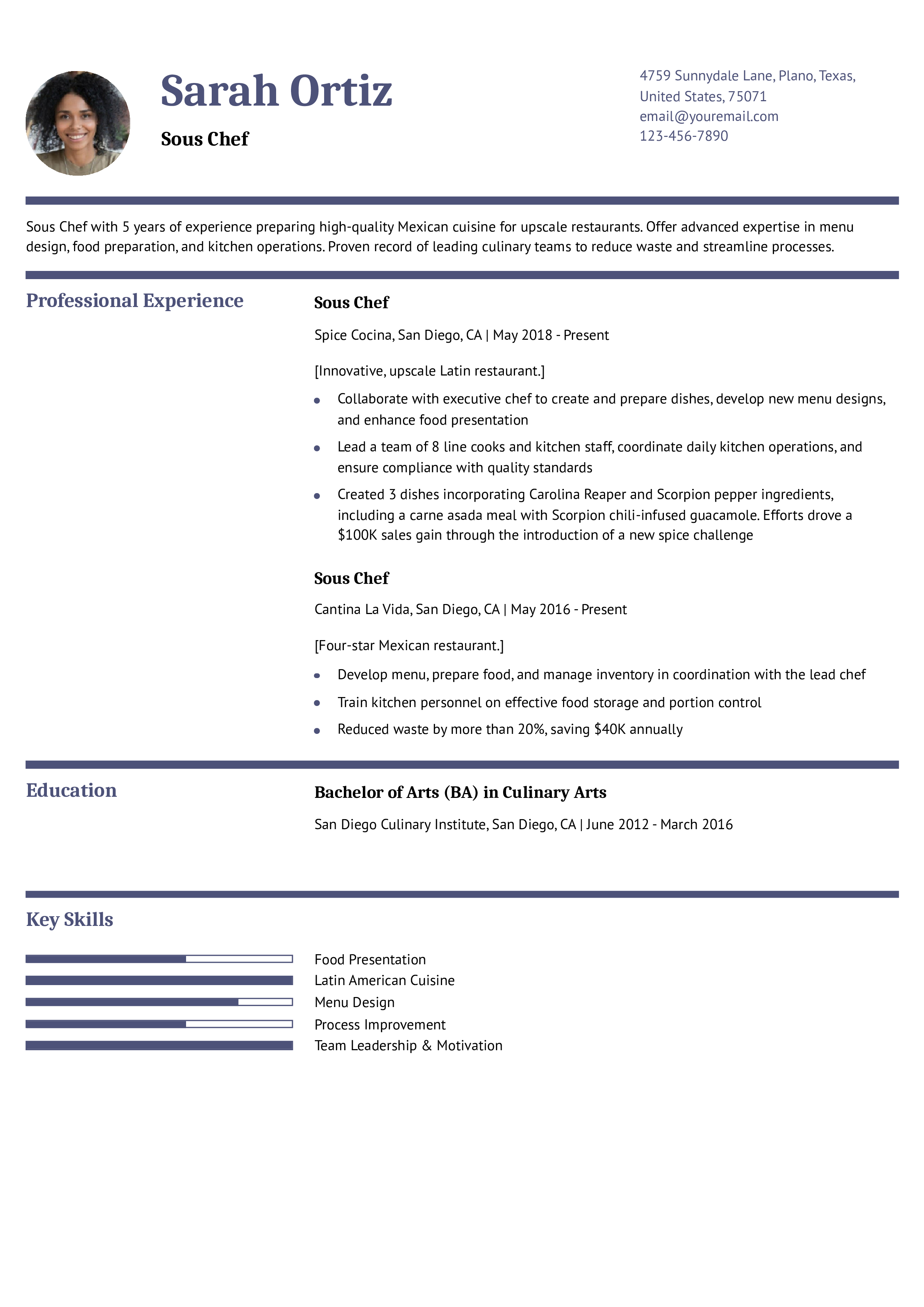 Culinary Resume Examples and Templates for 2024 - ResumeBuilder.com