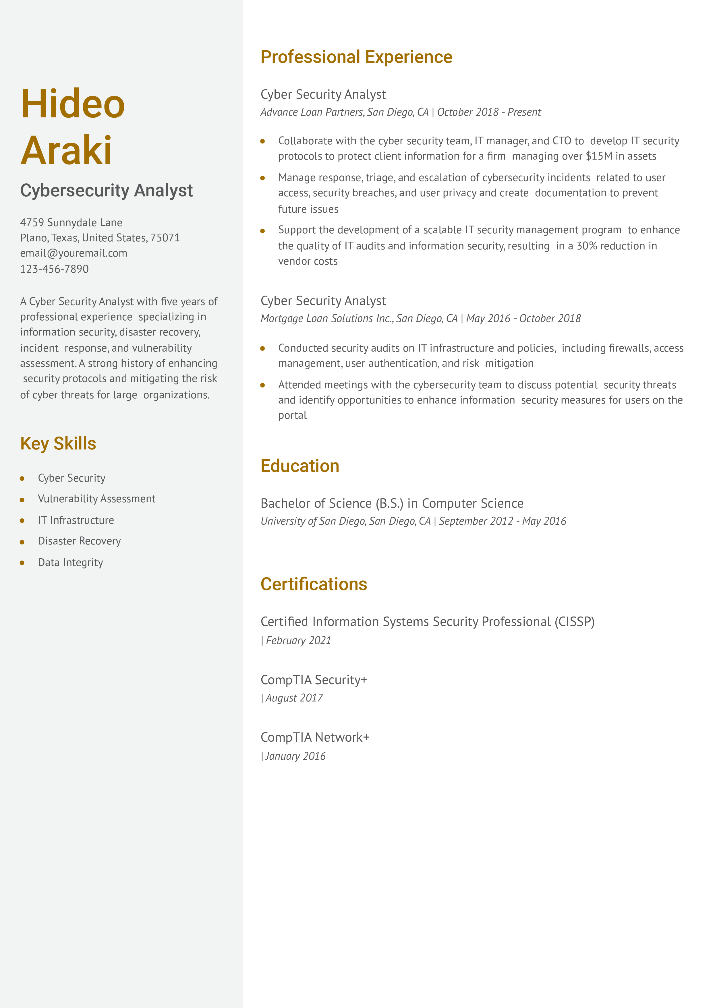 Cybersecurity Analyst Resume Examples And Templates For 2024