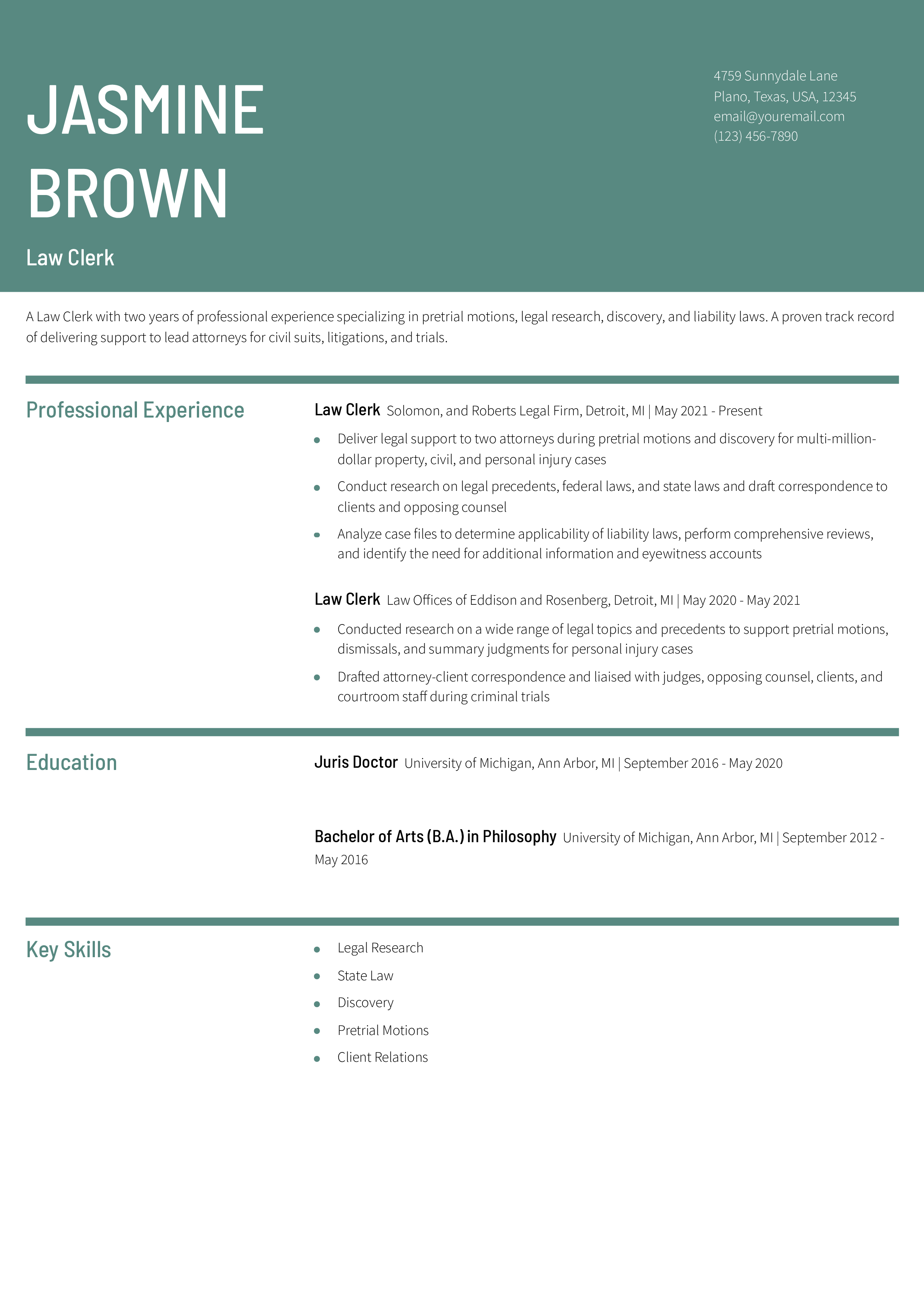 Law Clerk Resume Examples and Templates for 2024 - ResumeBuilder.com