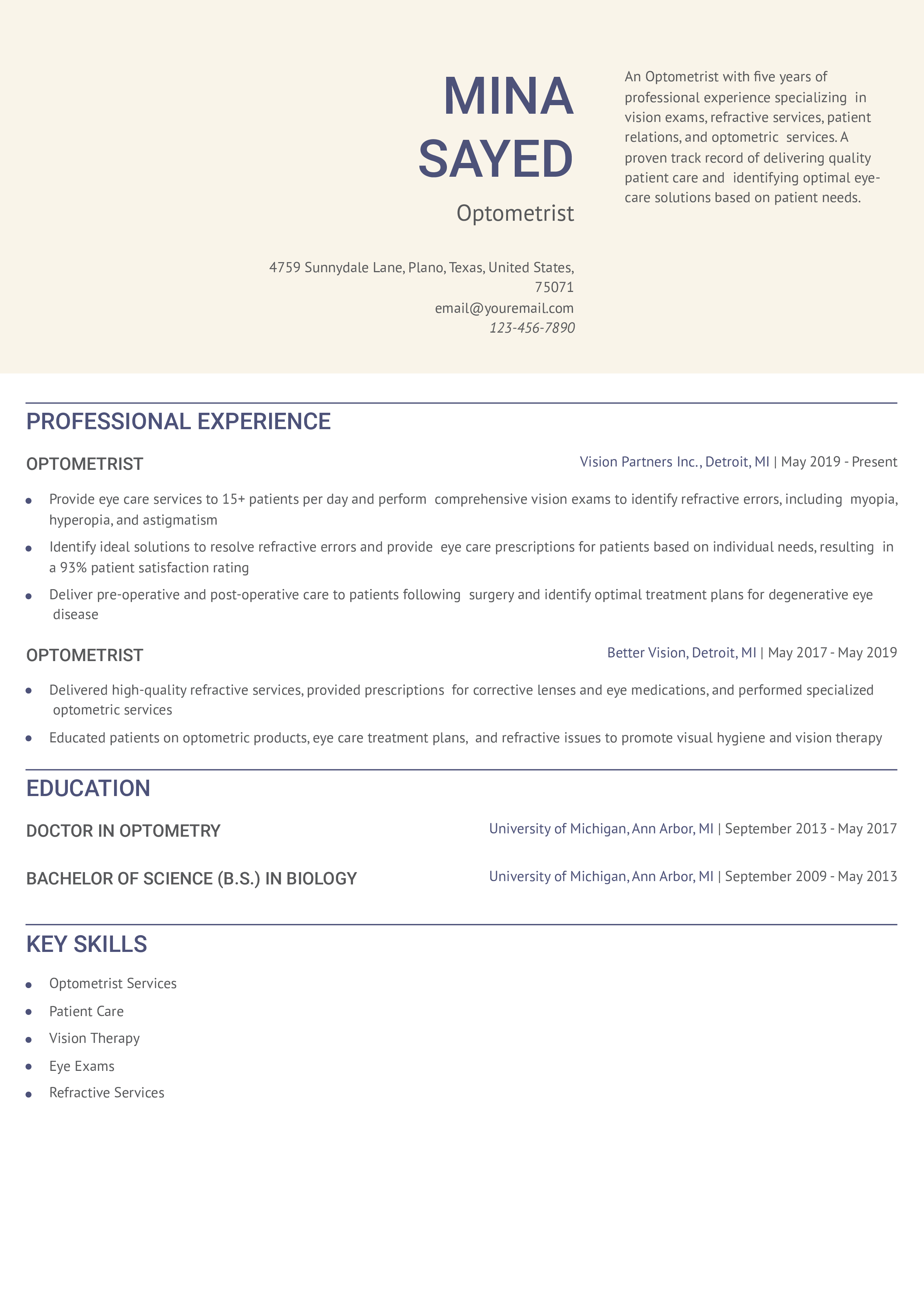 Optometrist Resume Examples and Templates for 2024 - ResumeBuilder.com