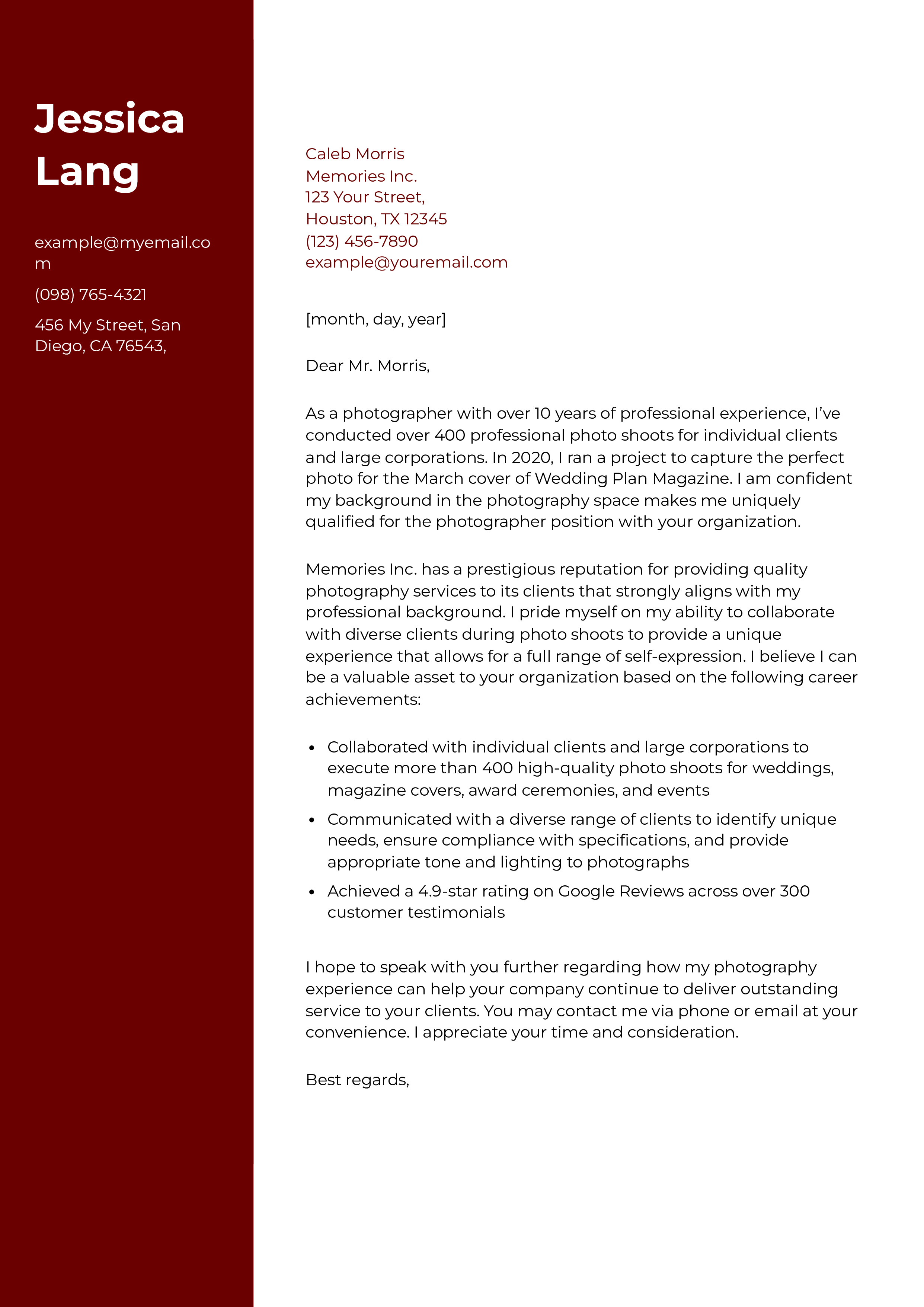 Portfolio Cover Letter Examples and Templates for 2024 - ResumeBuilder.com