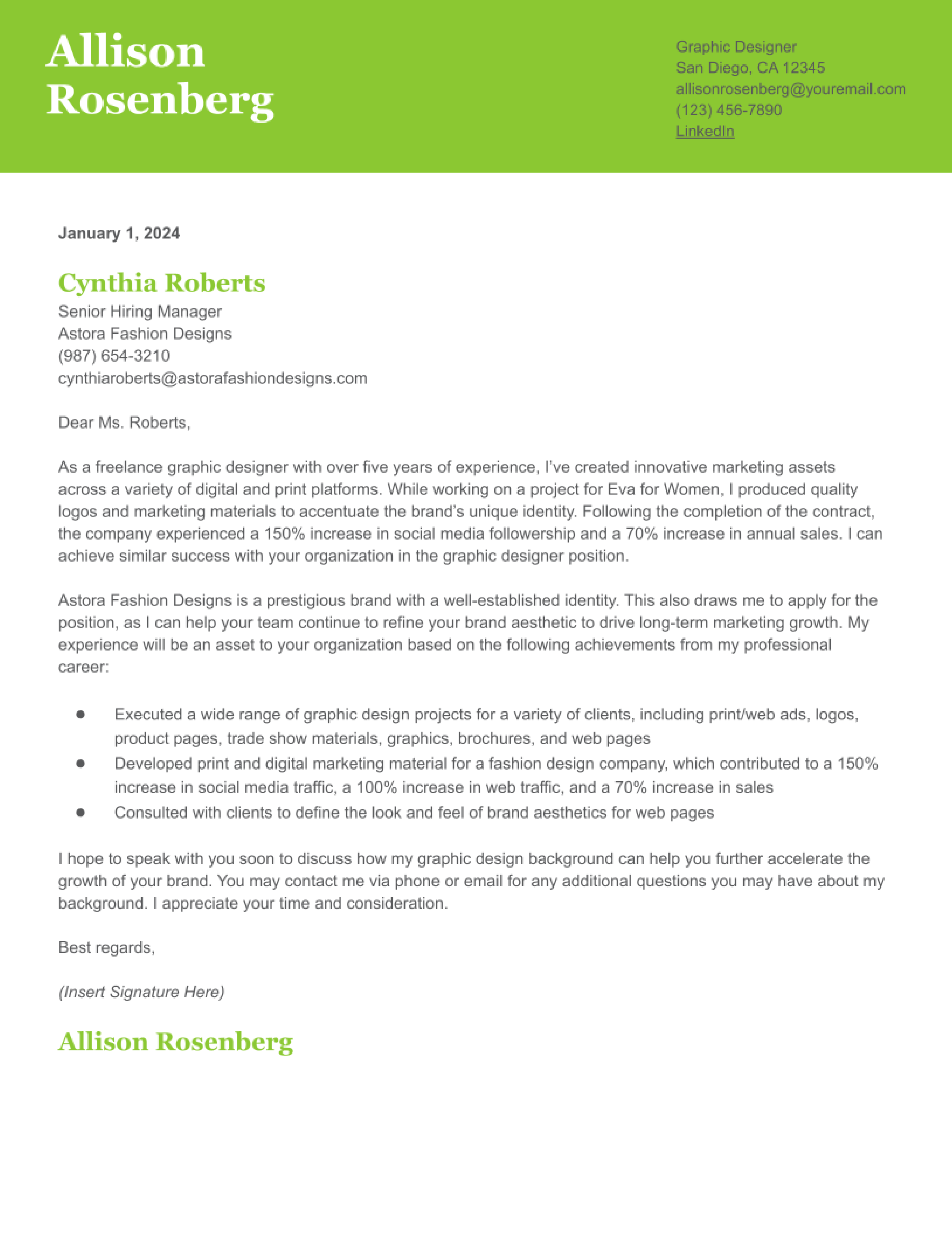 Portfolio Cover Letter Examples and Templates for 2024 - ResumeBuilder.com