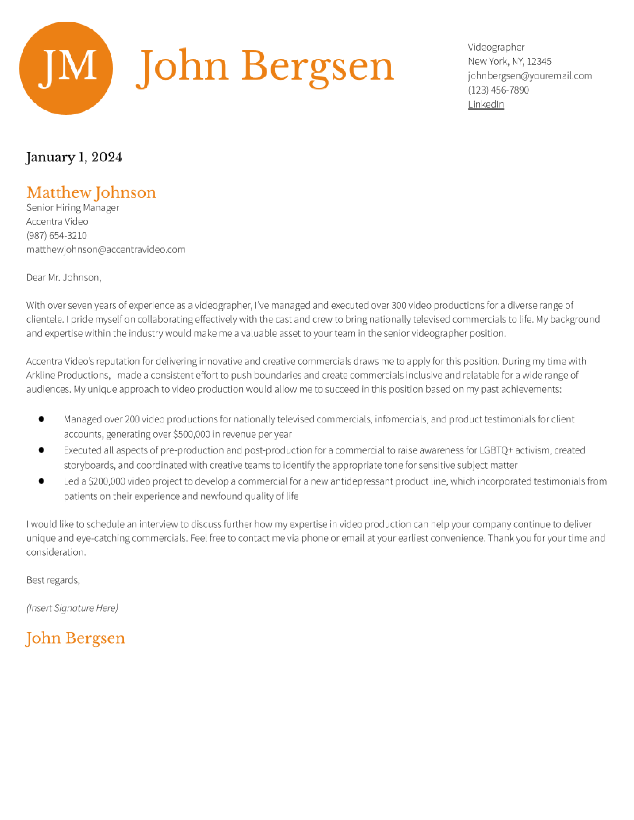 Portfolio Cover Letter Examples and Templates for 2024 - ResumeBuilder.com