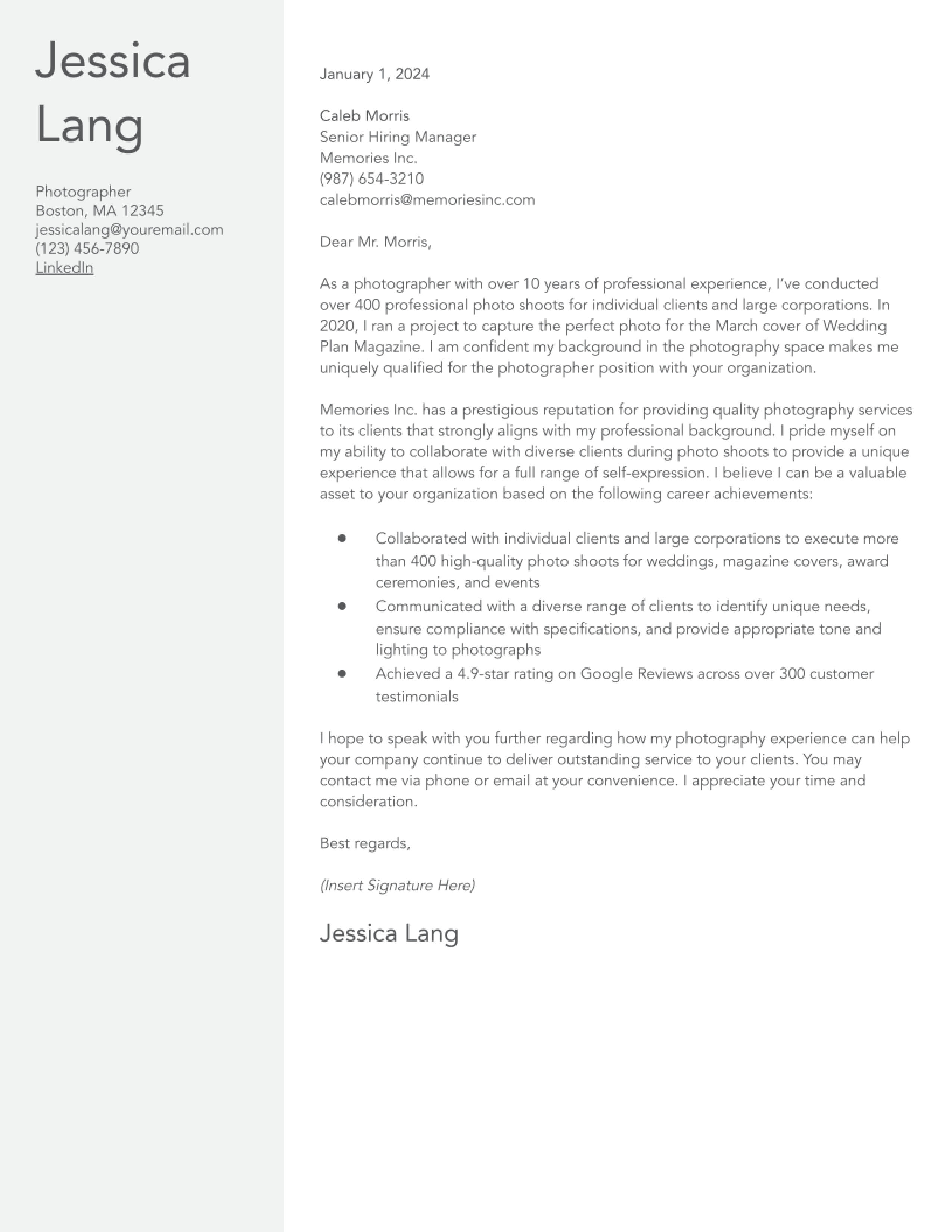 Portfolio Cover Letter Examples and Templates for 2024 - ResumeBuilder.com