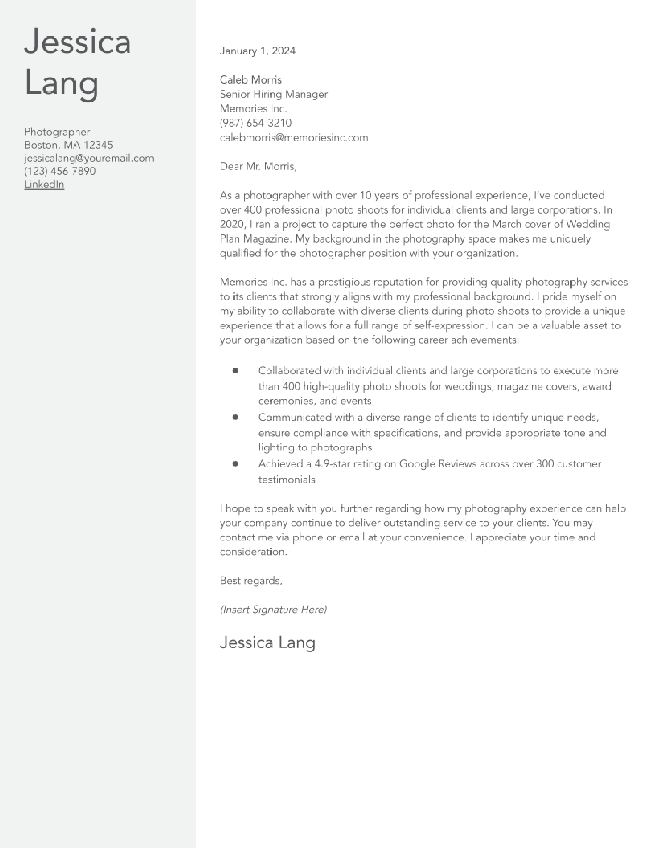 Portfolio Cover Letter Examples and Templates for 2024 - ResumeBuilder.com