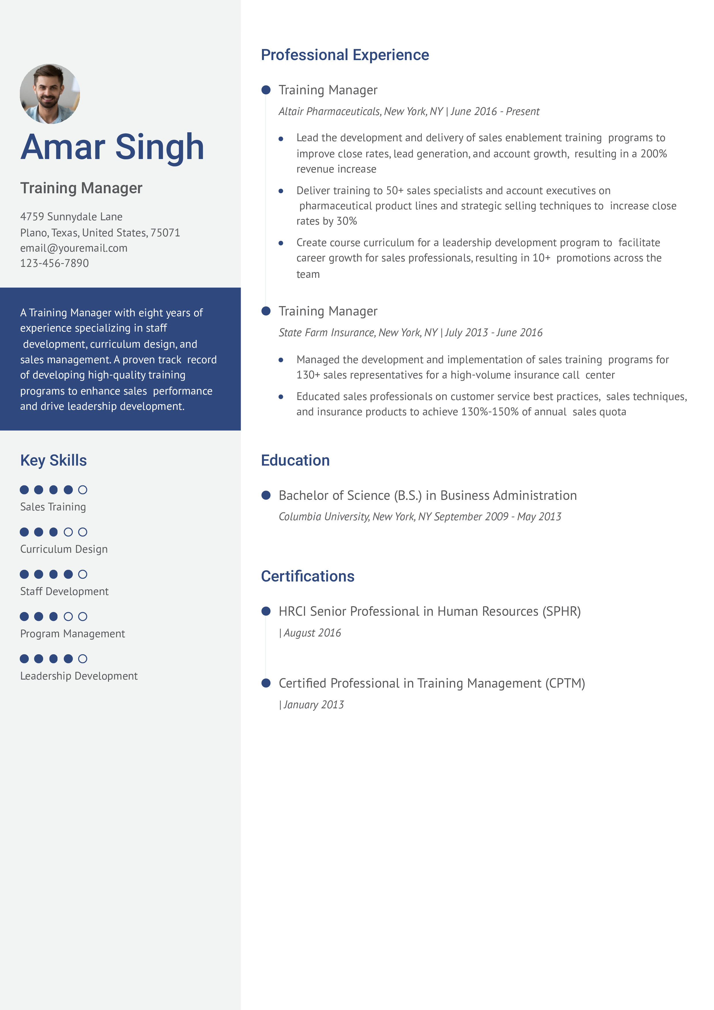 Training Manager Resume Examples and Templates for 2024 - ResumeBuilder.com