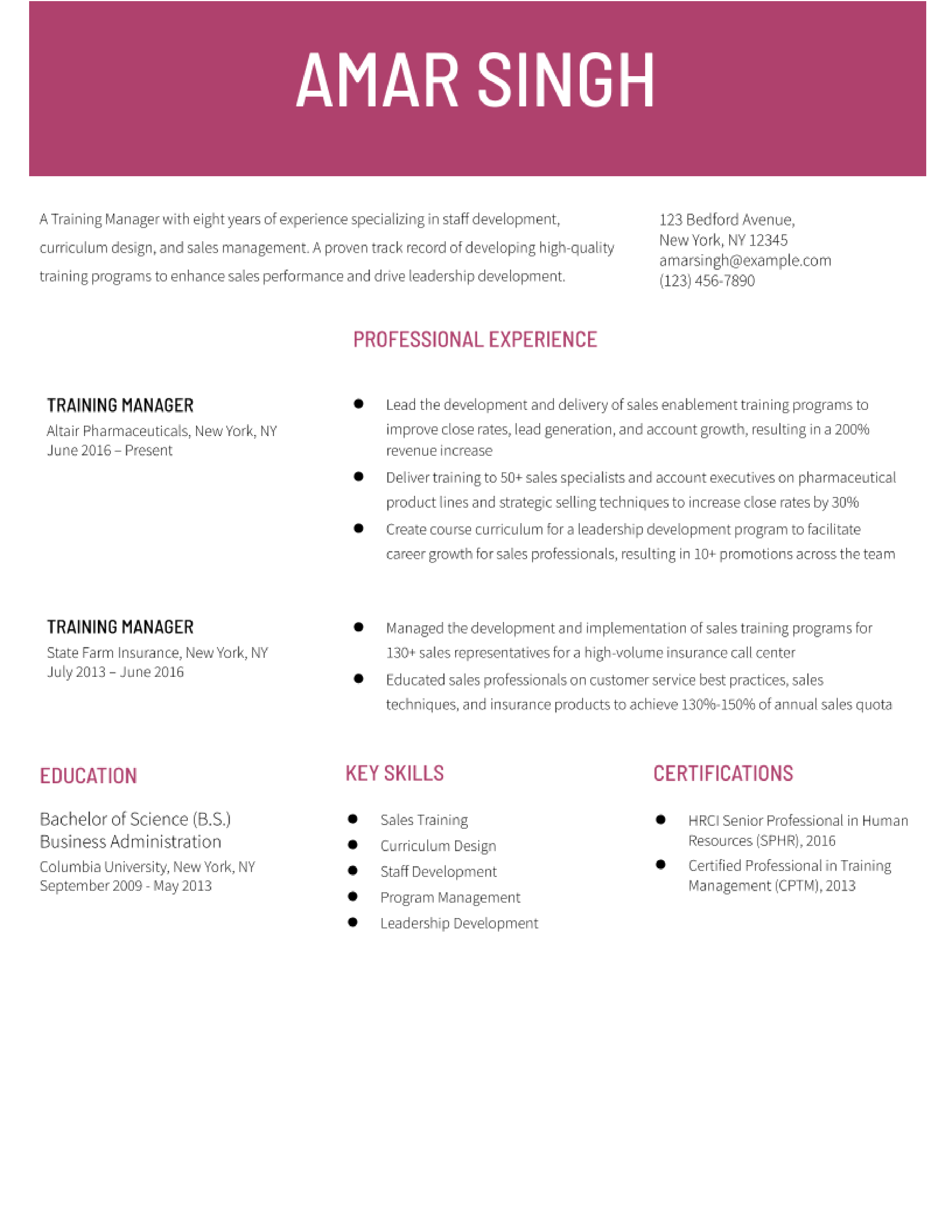 Training Manager Resume Examples and Templates for 2024 - ResumeBuilder.com