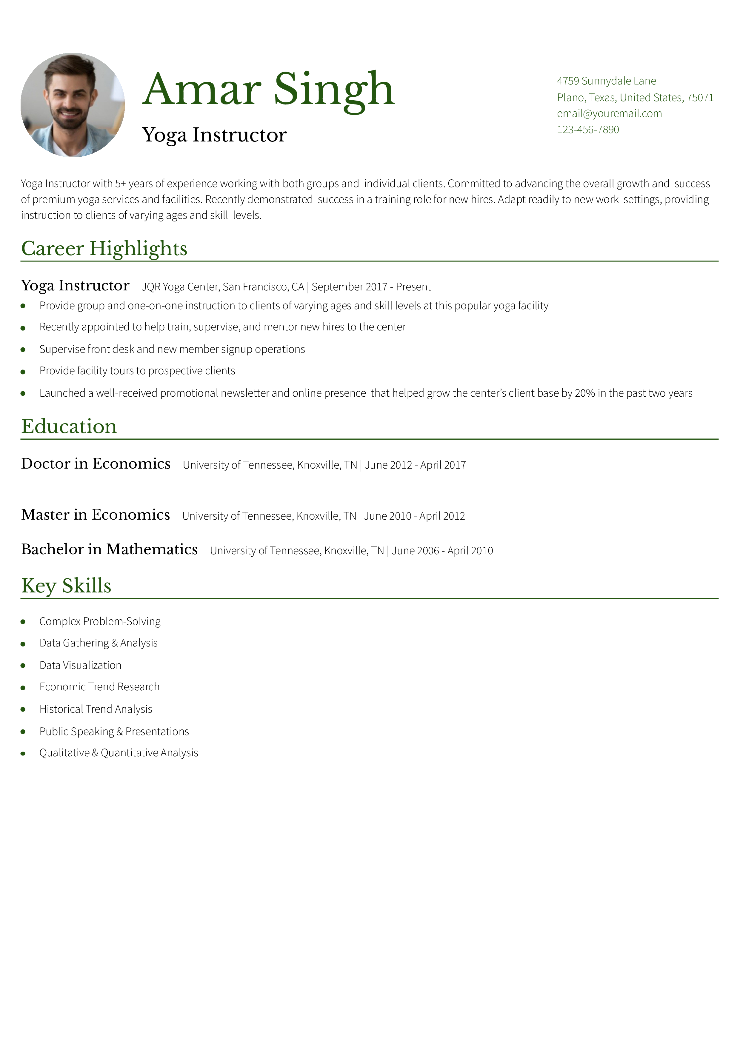 Yoga Instructor Resume Examples and Templates for 2024 - ResumeBuilder.com