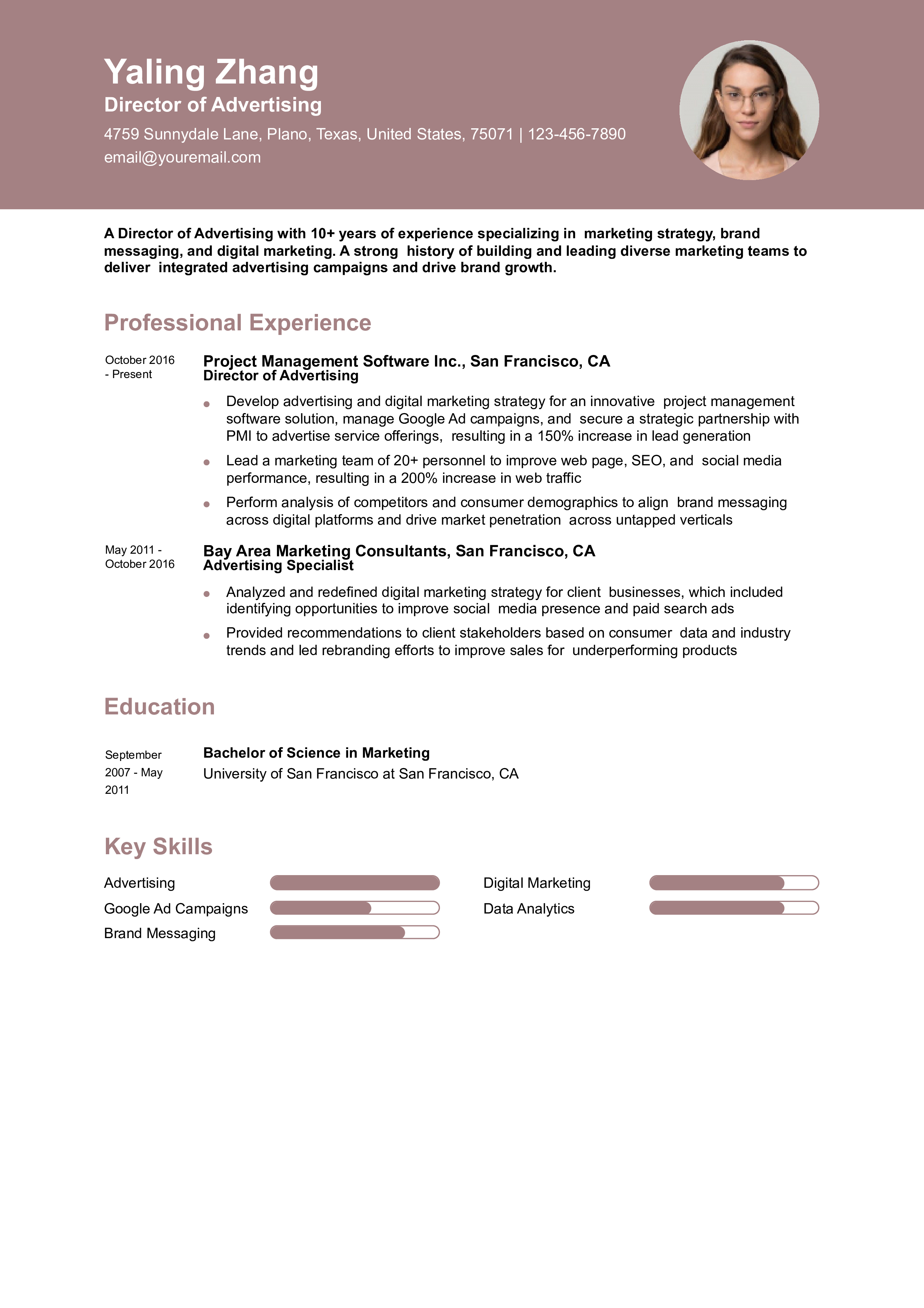 Advertising Resume Examples and Templates for 2024 - ResumeBuilder.com