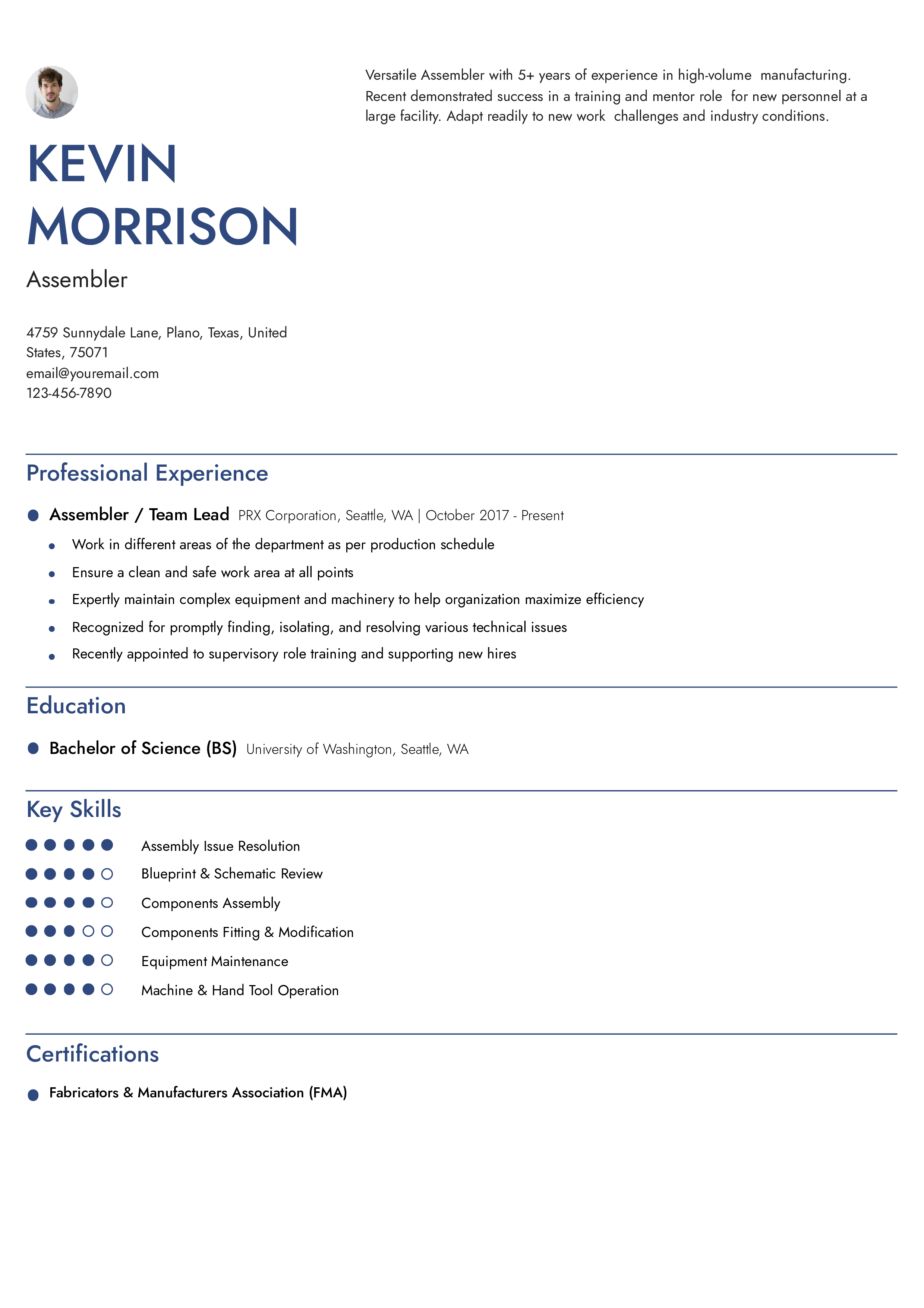 Assembler Resume Examples and Templates for 2024 - ResumeBuilder.com