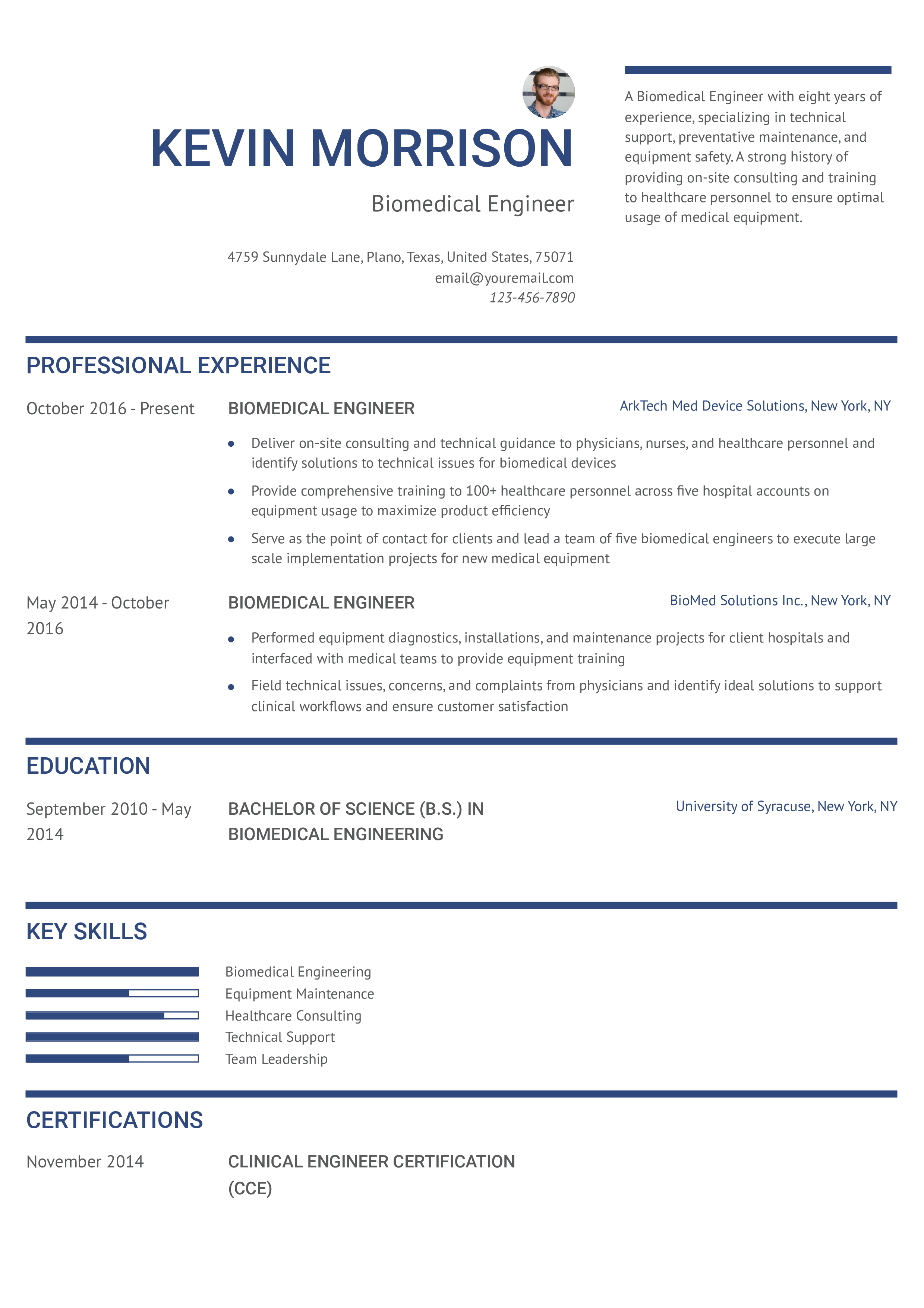 Biomedical Engineer Resume Examples and Templates for 2024 ...