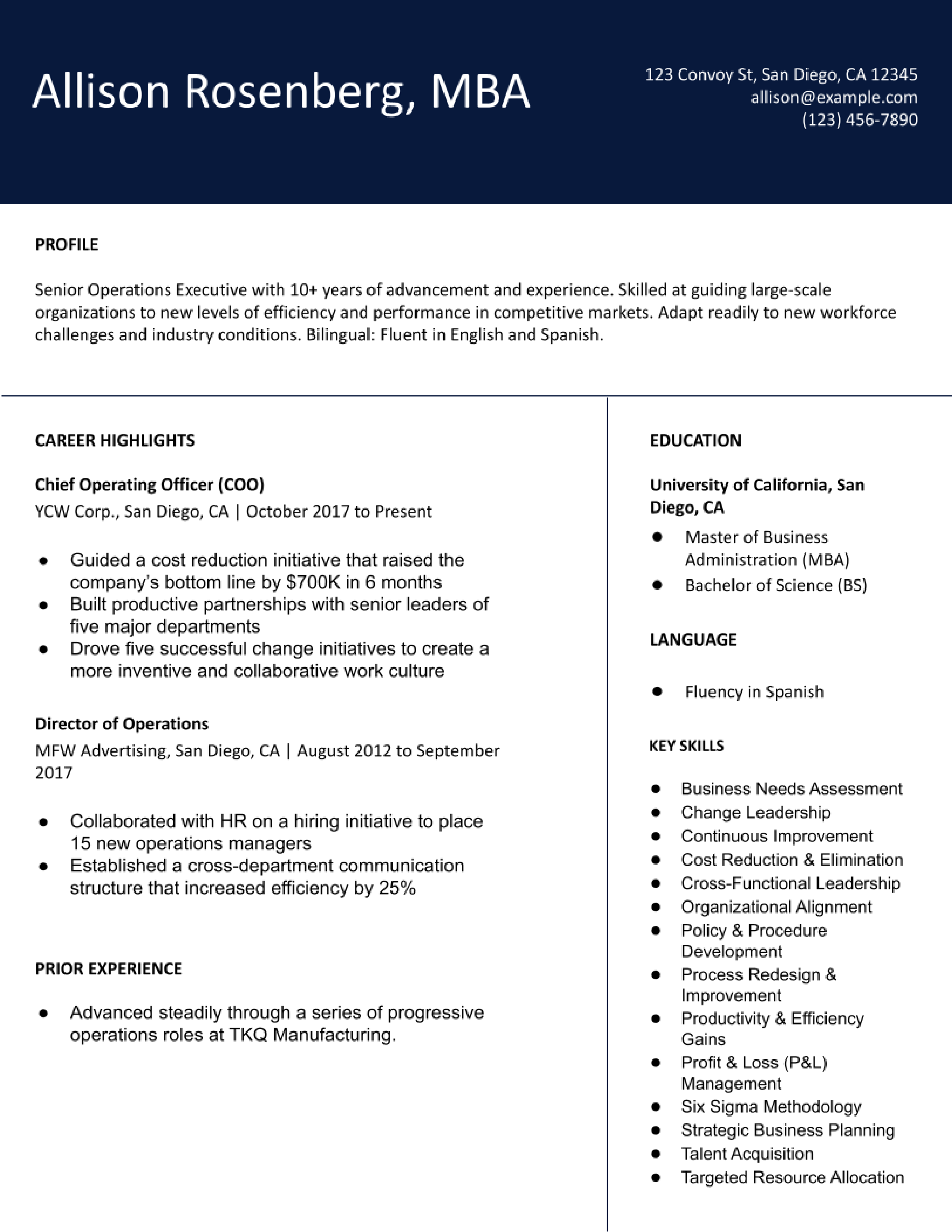 Chief Operating Officer Resume Examples and Templates for 2024 ...